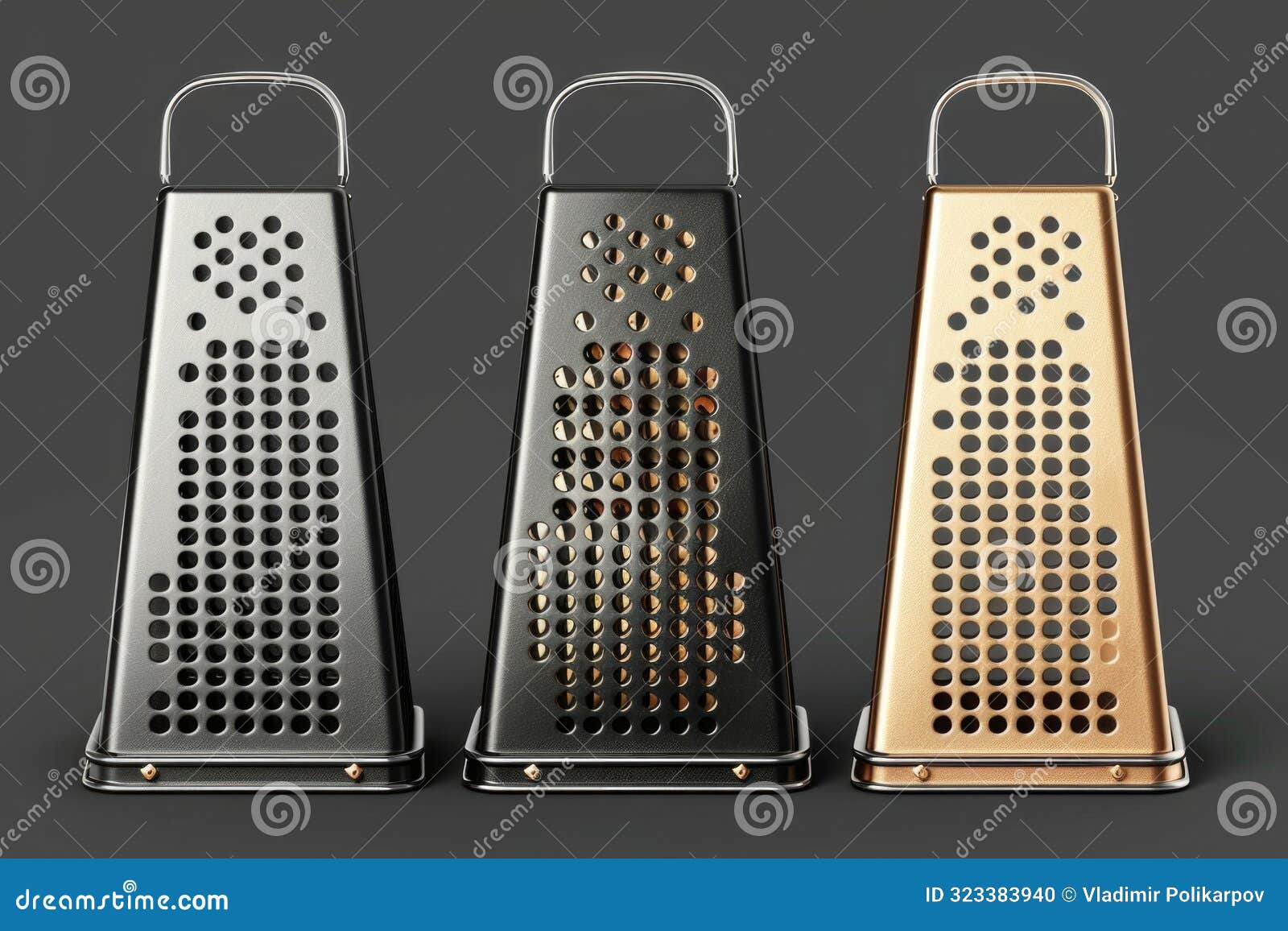 Three Different Types of Cheese Graters on a Gray Background, Useful ...