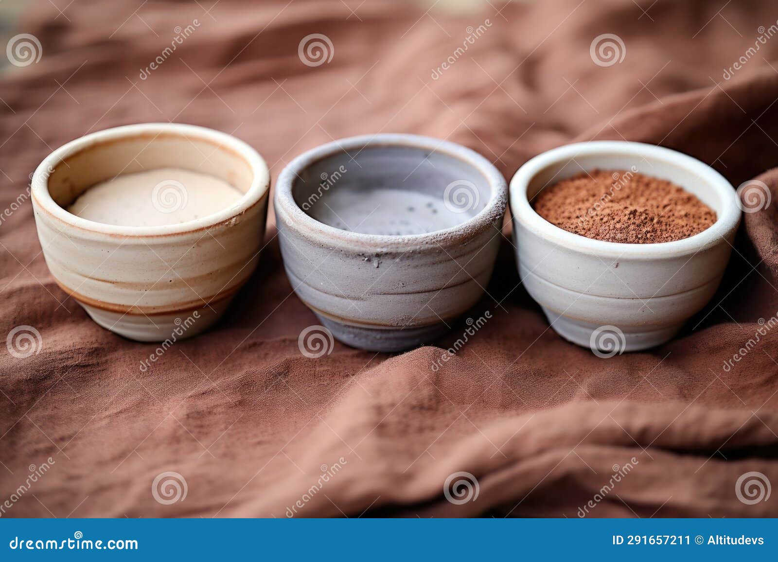 Three Different Types of Clay in Small Bowls Stock Image - Image of ...