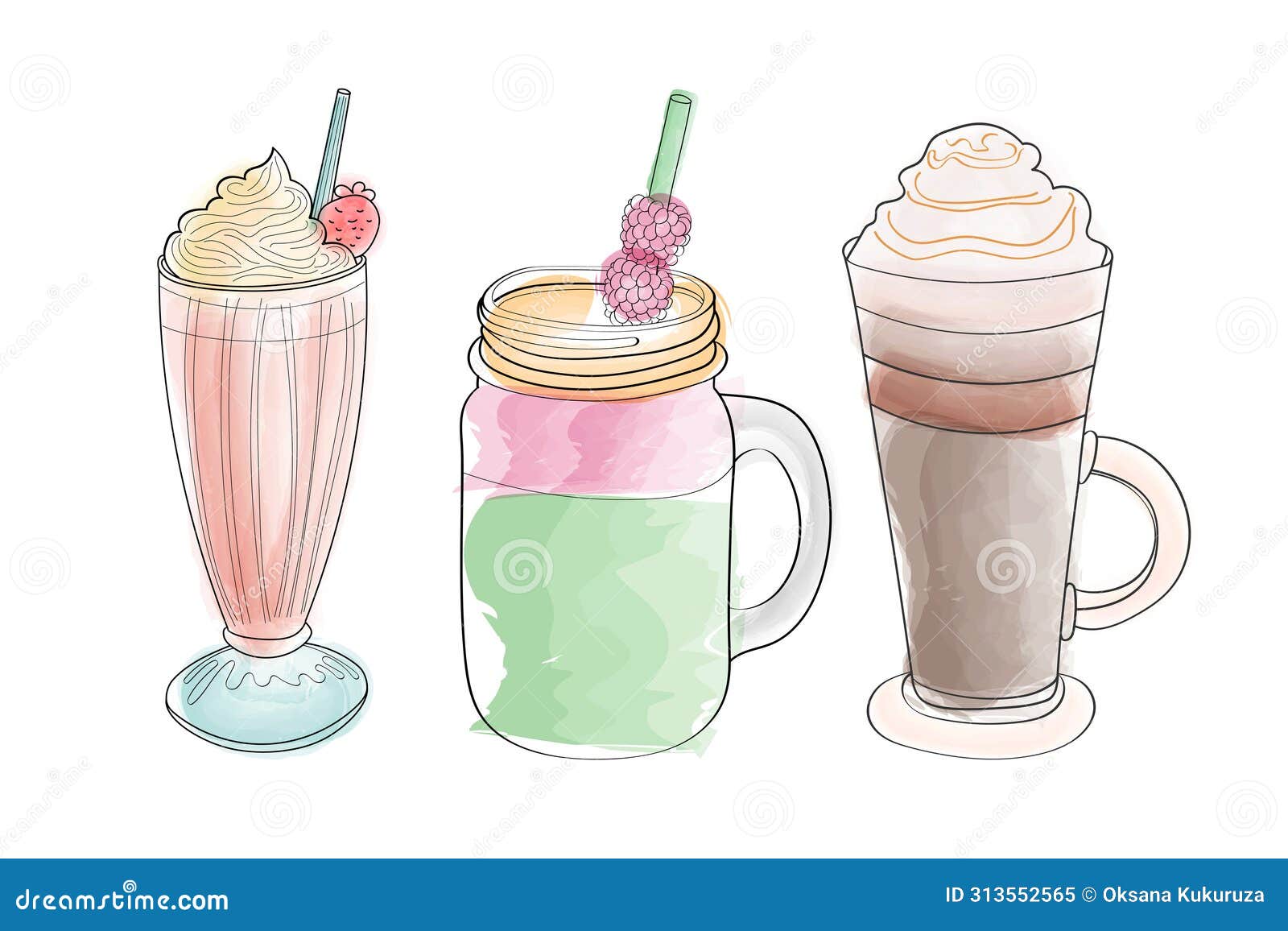 Three Different Types of Drinks Displayed Stock Image - Image of cups ...