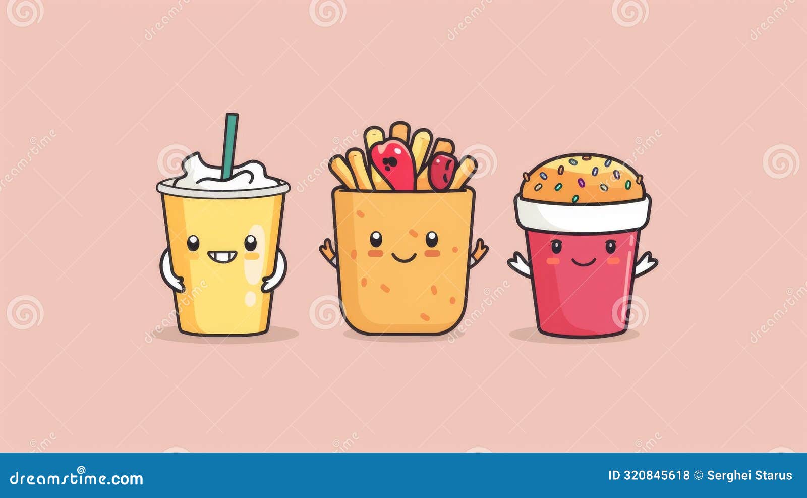 Three Different Types of Food are Shown with Faces, AI Stock ...