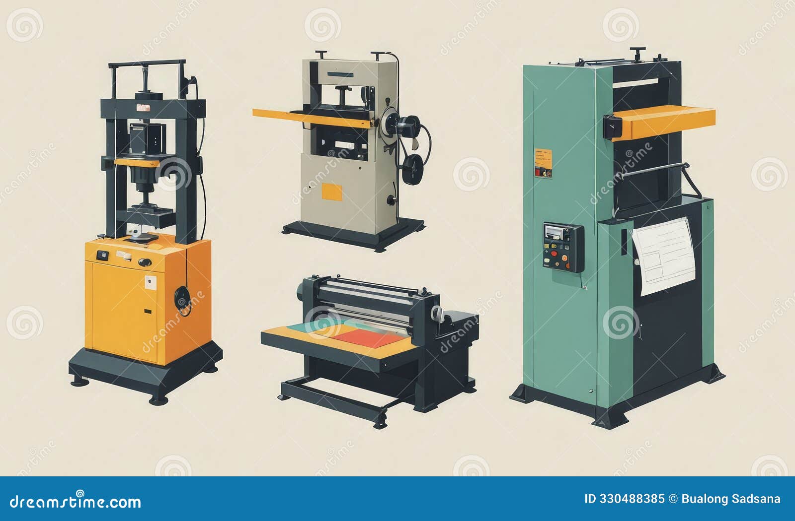 Three Different Types Hydraulic Presses Stock Illustration ...