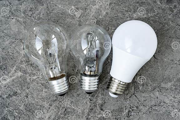 Tungsten,halogen and LED Light Bulbs Stock Image - Image of ...