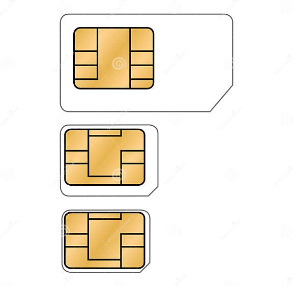Three Different Types of SIM Cards Stock Illustration - Illustration of ...