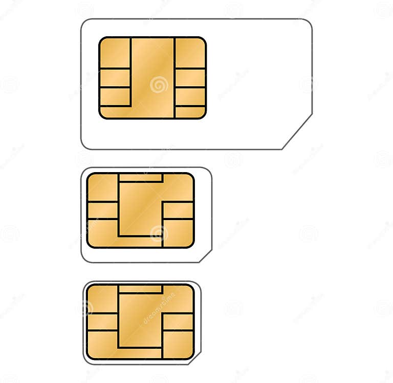 Three Different Types of SIM Cards Stock Illustration - Illustration of ...