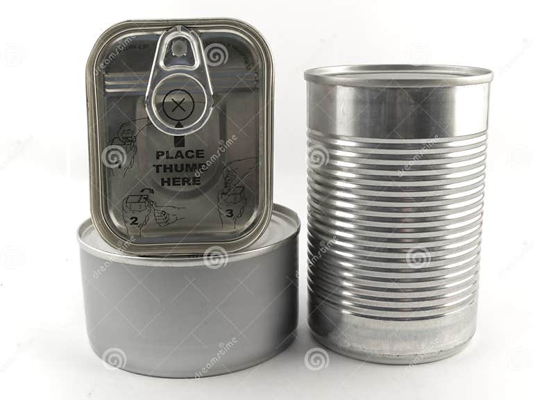 Three Different Types of Tin Can for Food White Ba Stock Image - Image ...
