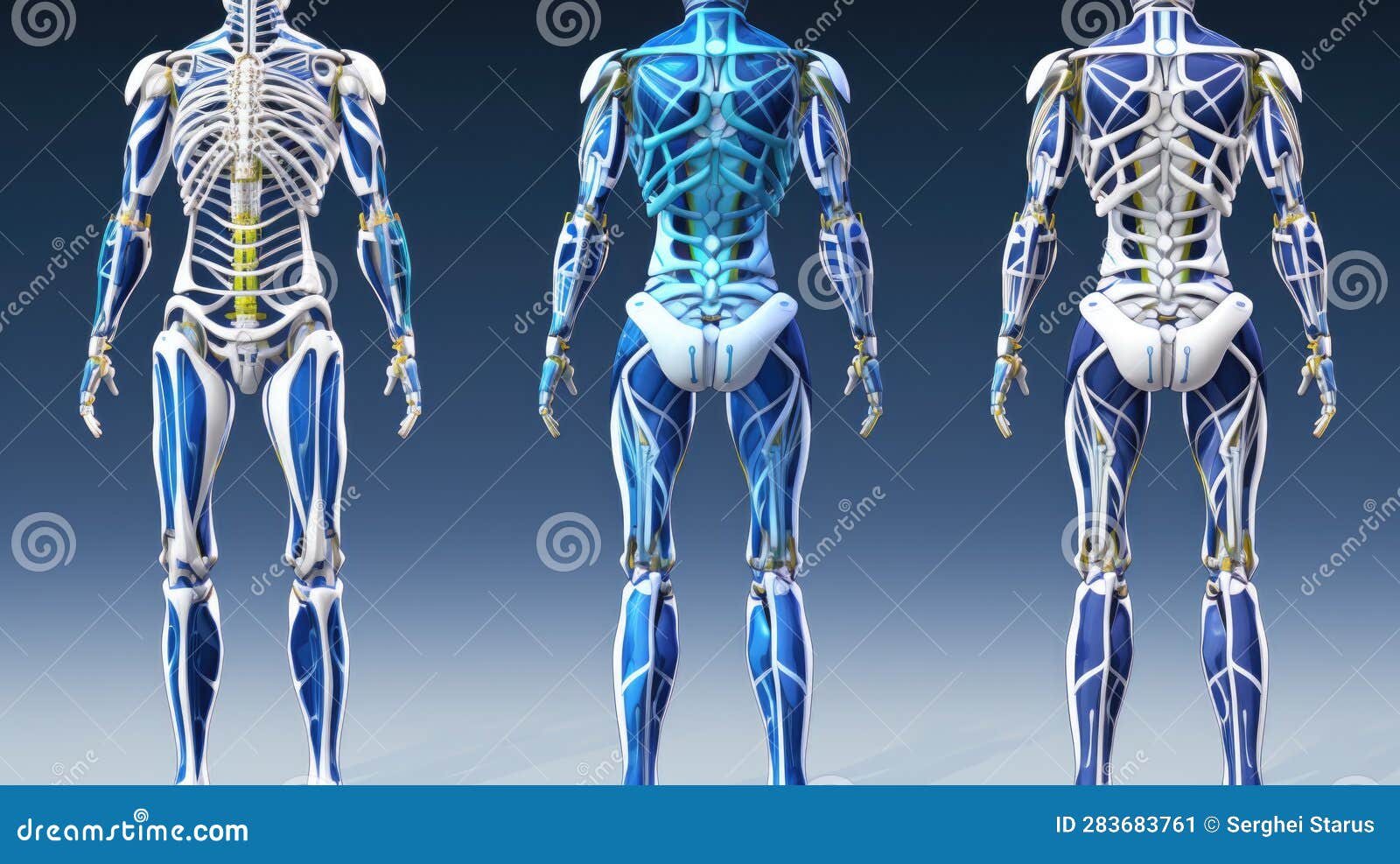 Three Different Views of a Human Skeleton. Generative AI Image. Stock ...