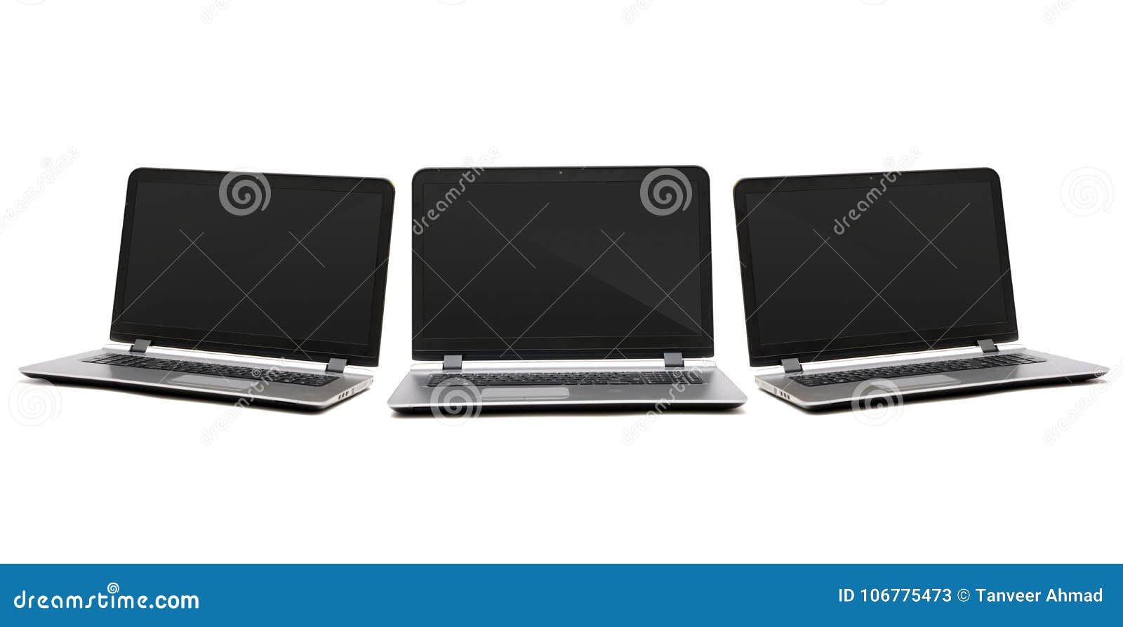 Three Different Views Laptop White Background Stock Image - Image of ...