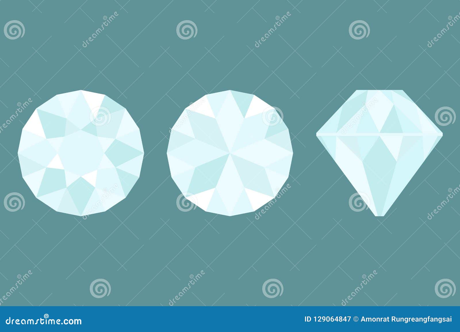 Three Different Views of Large Diamond Cutting, Side, Top and Bo Stock ...