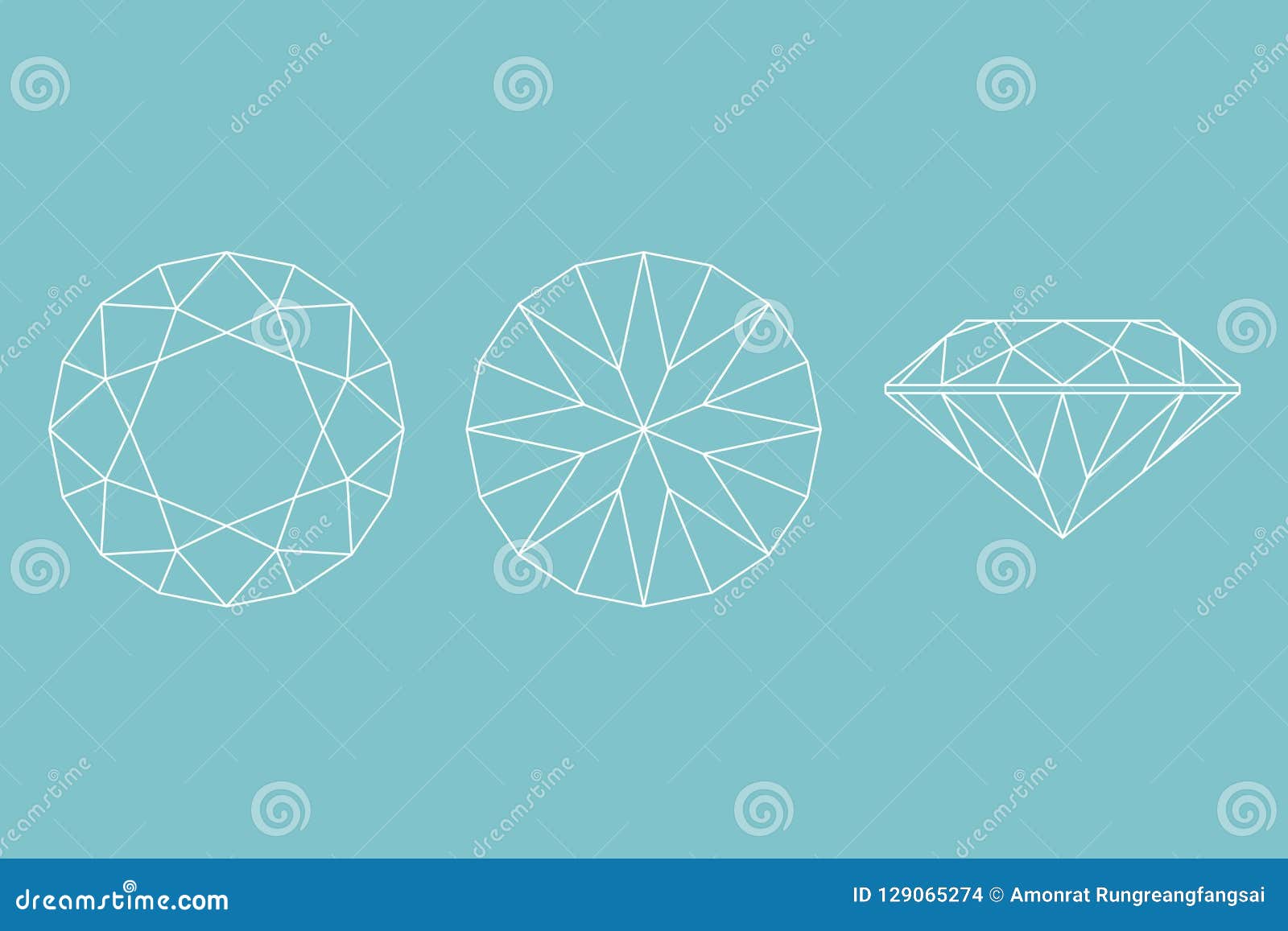 Three Different Views of Large Diamond Cutting, Side, Top and Bo Stock ...