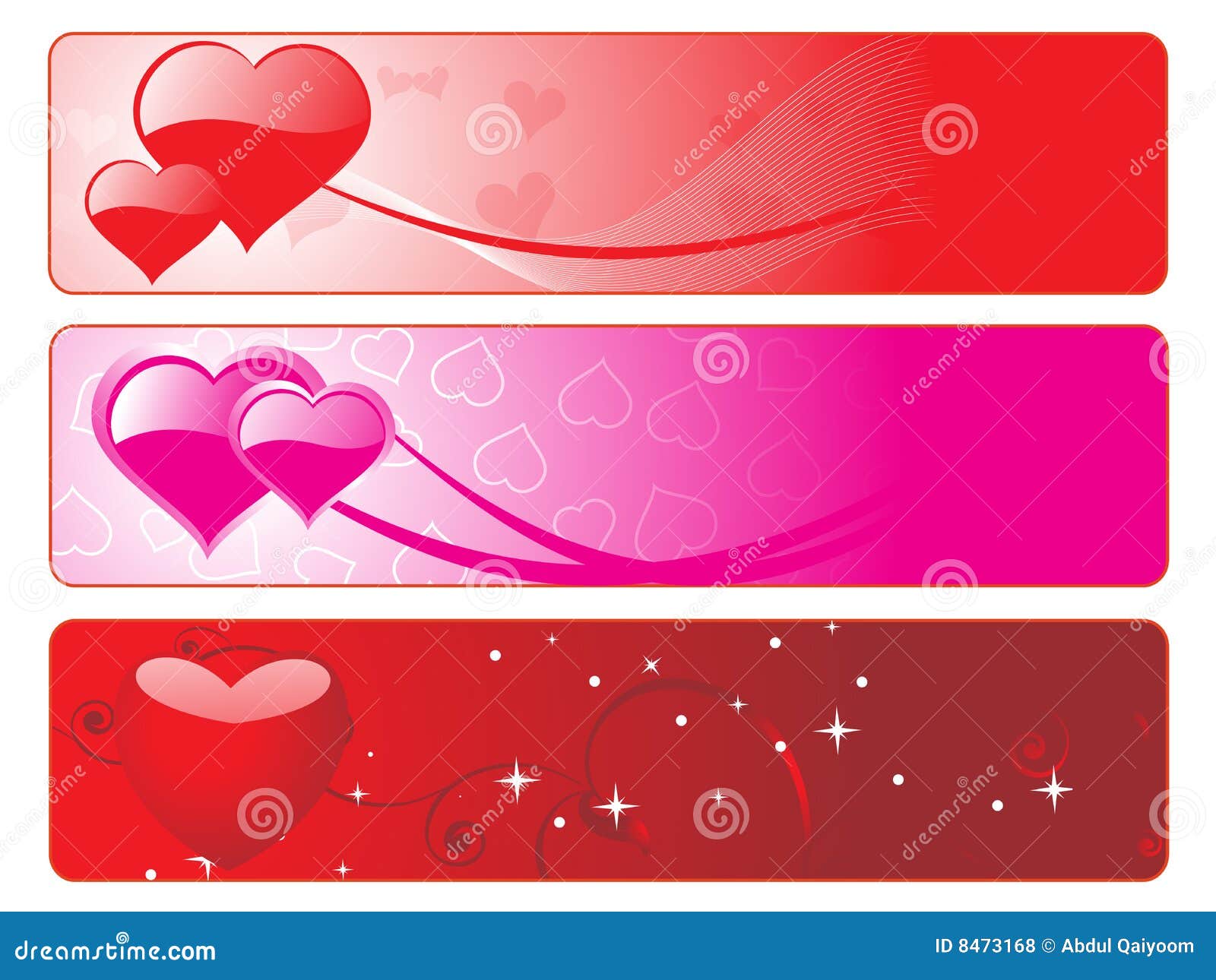 Three Diffrent Colors Heart-shape Banner Stock Illustration ...
