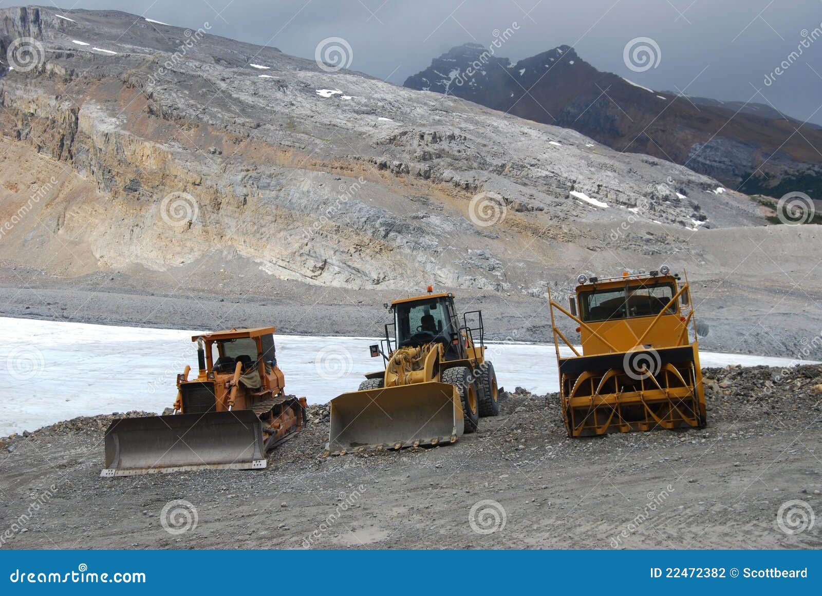 Three Digger Trucks on Mountain Stock Photo - Image of industrial ...