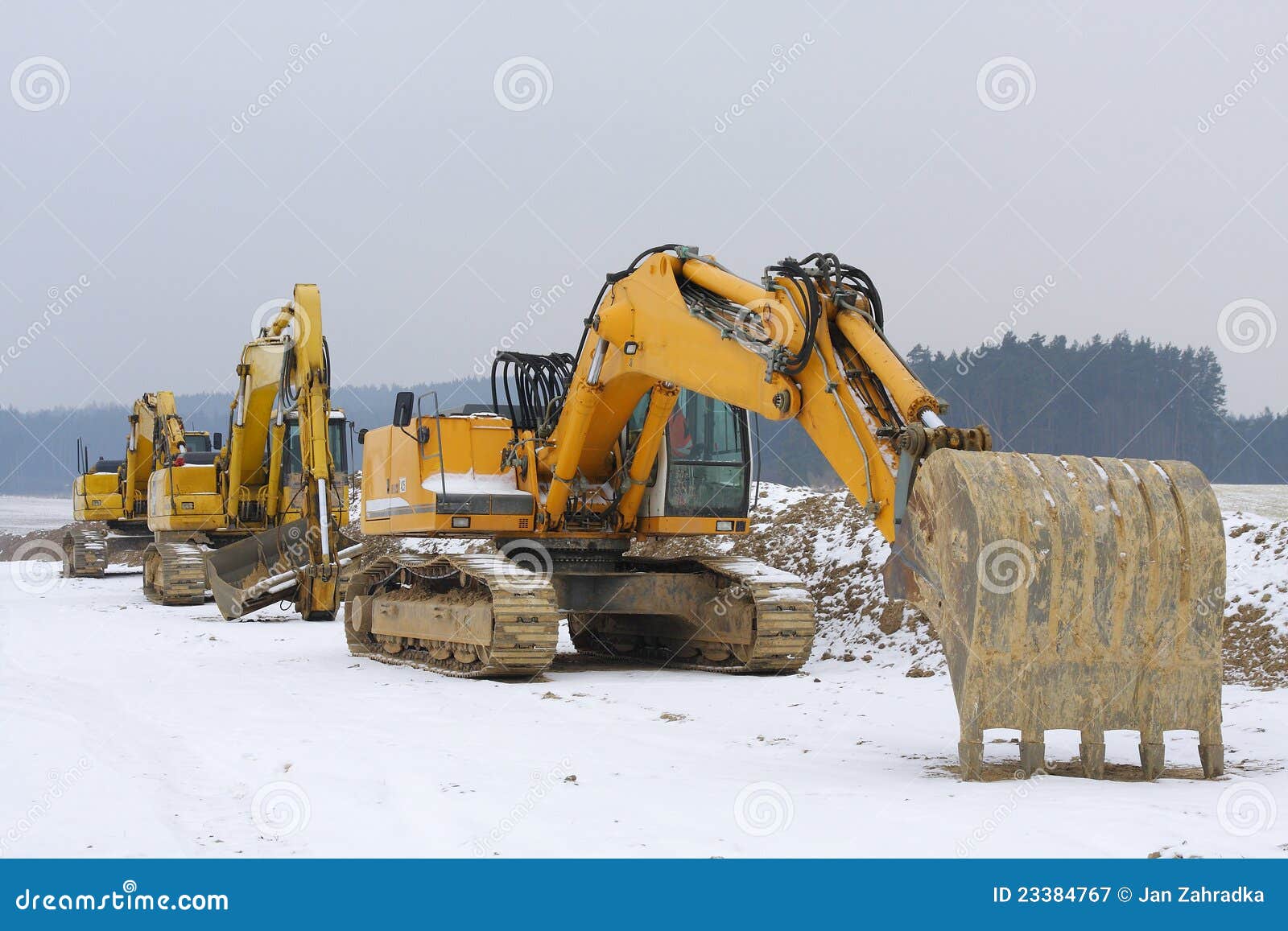 Three diggers stock image. Image of hydraulic, mechanical - 23384767