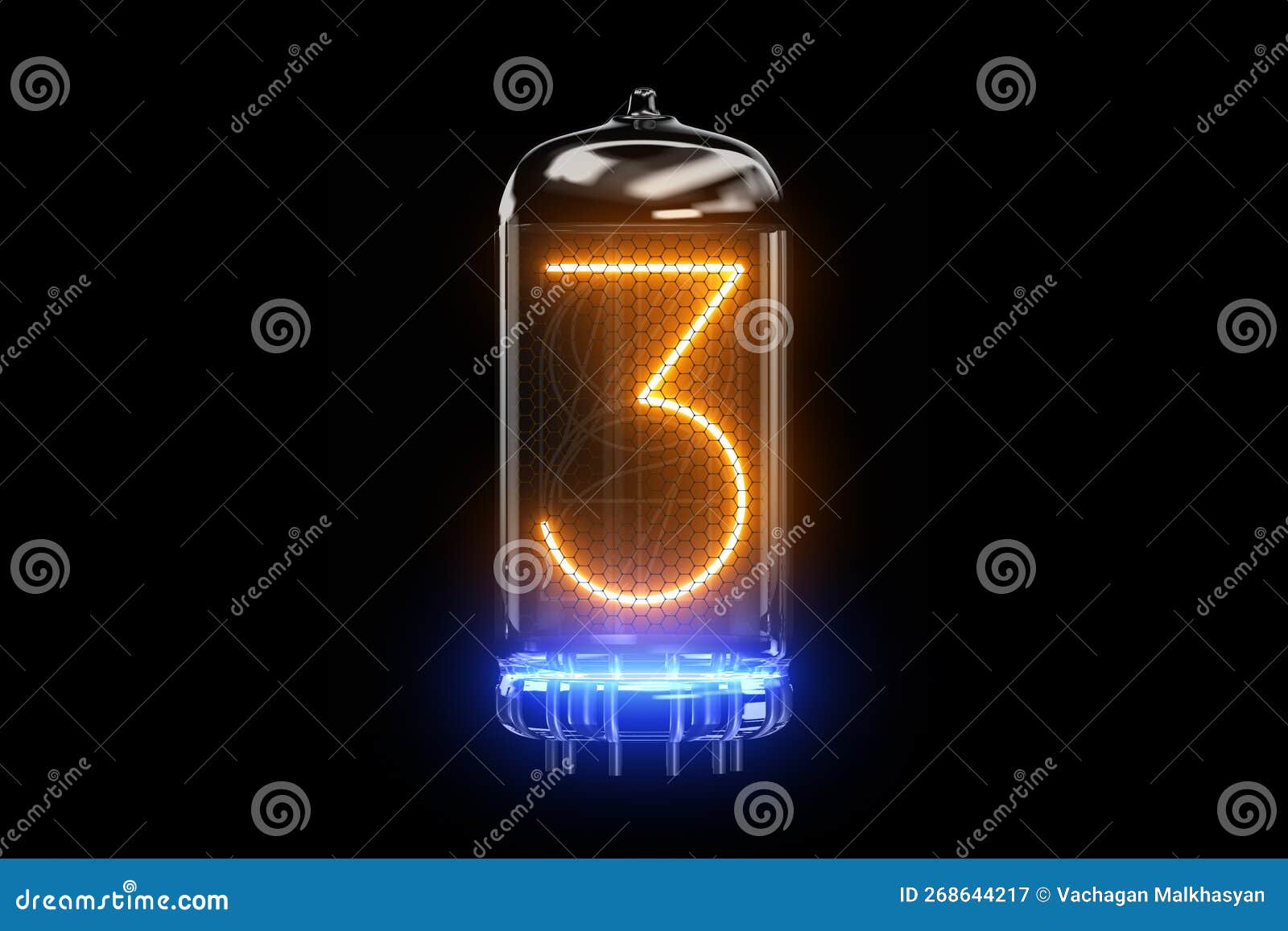 Three. Digit 3 Nixie Tube Indicator Digit. Blue Backlight. Gas ...