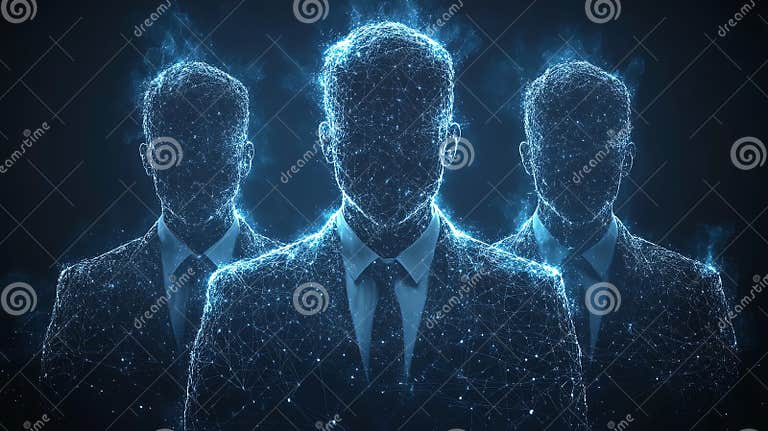 Three Digital Figures Represent Teamwork and Innovation in a Corporate ...