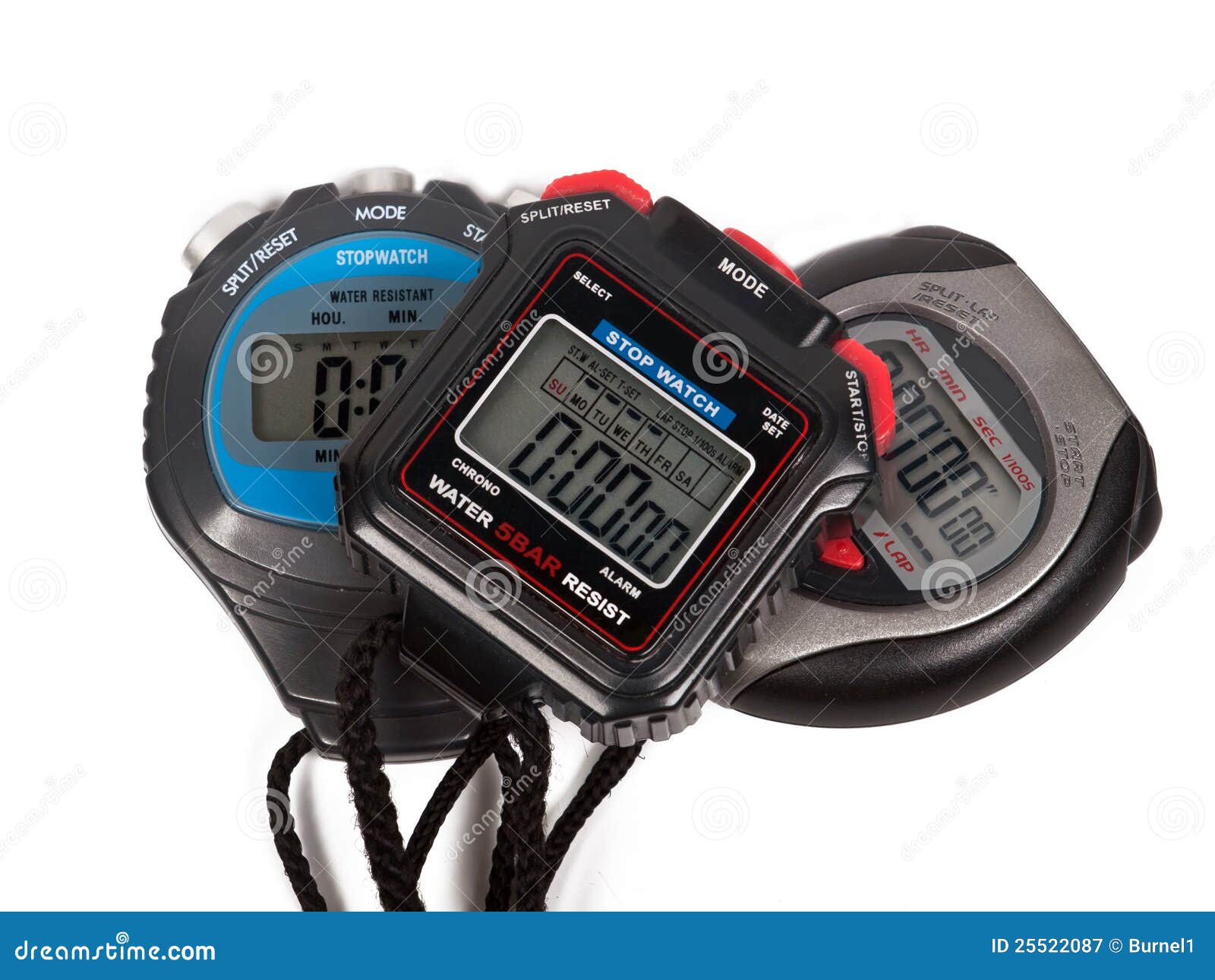 Three digital stop watches stock image. Image of clock - 25522087