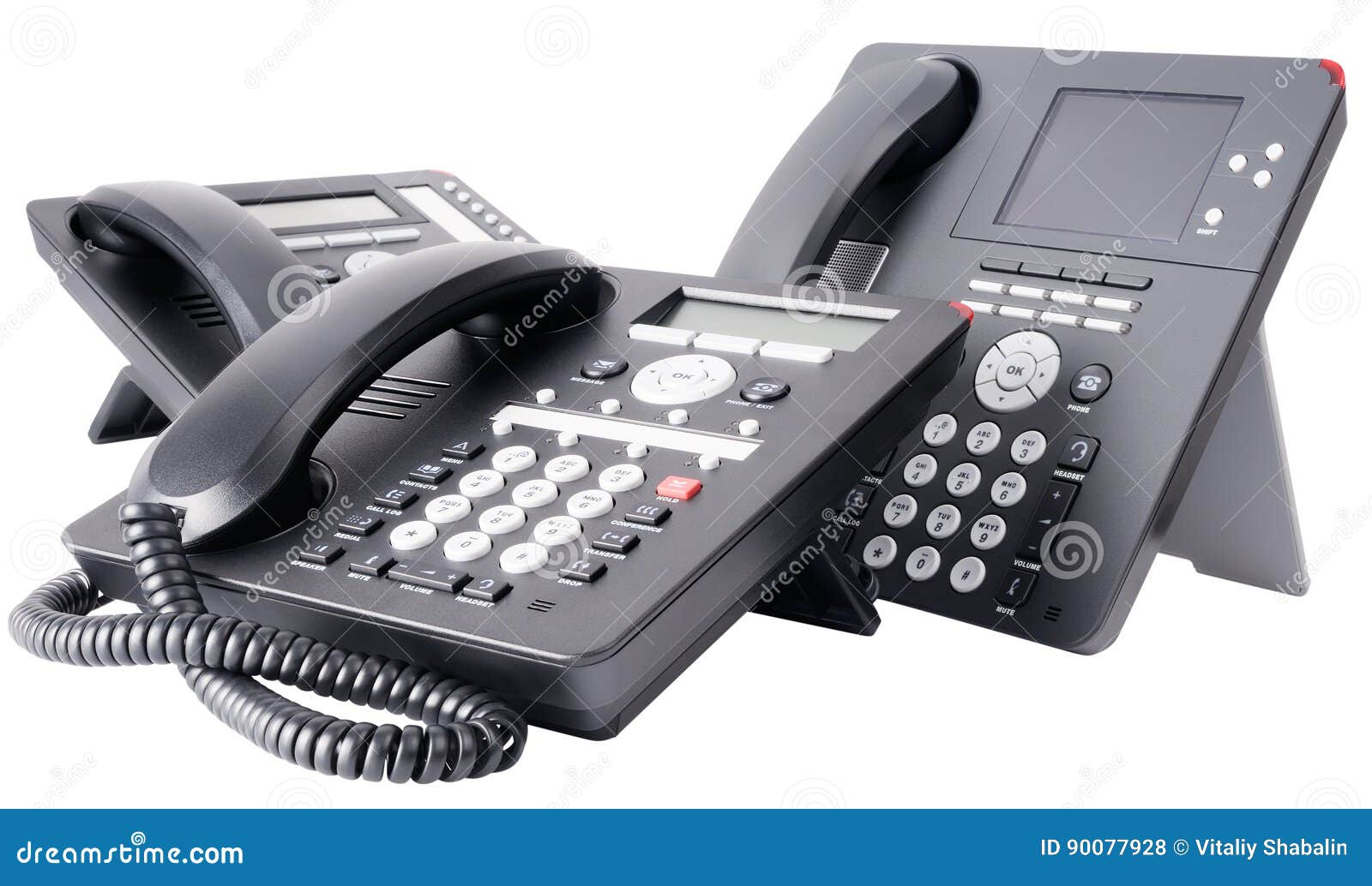 Three Digital Telephone Sets Stock Photo - Image of electronics ...