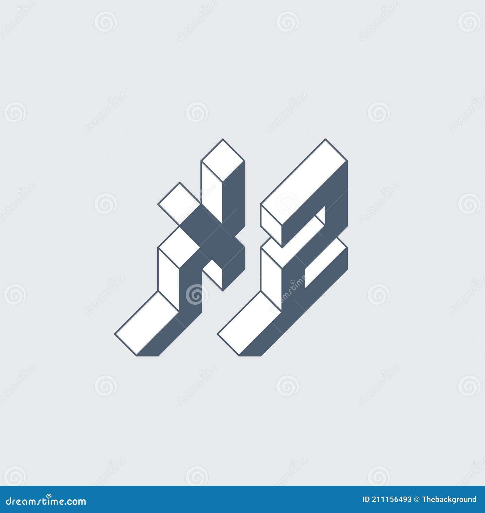 Three-dimension Letter X and Number 2. Isometric 3d Font for Design. XZ ...