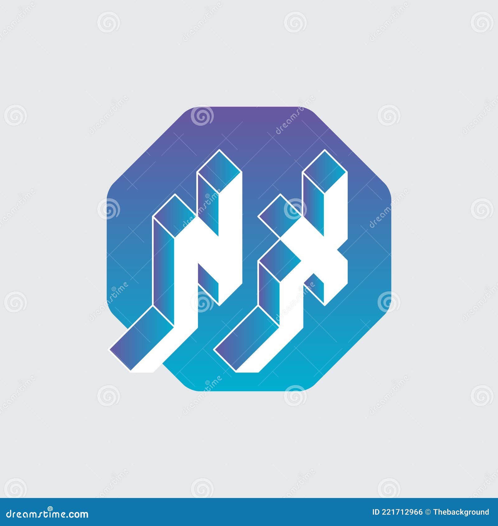 Three-dimension Letters N and X on a Hexagonal Substrate. Isometric 3d ...