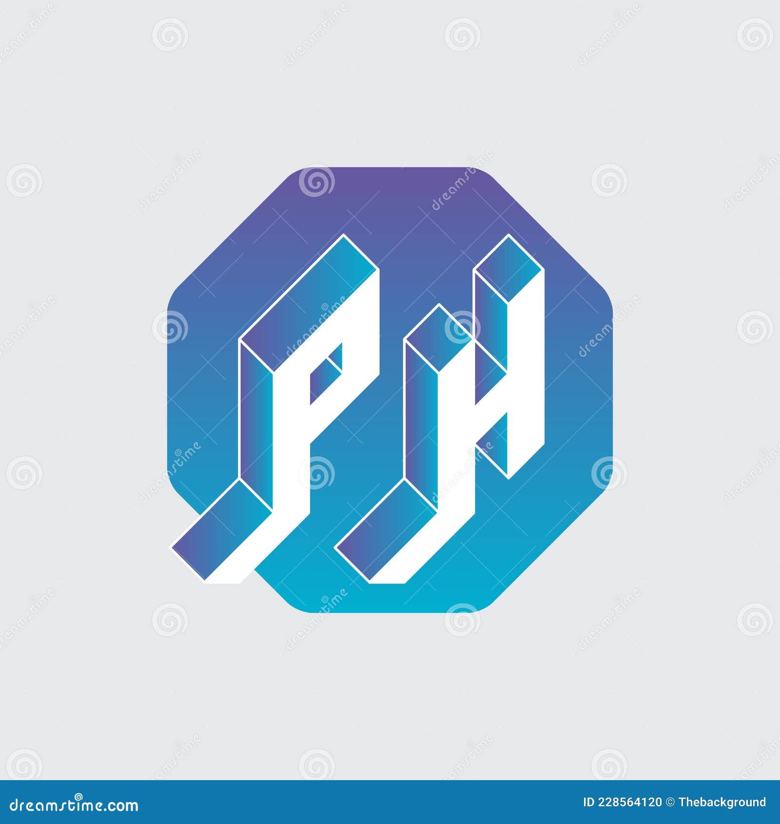 Three-dimension Letters P and H on a Hexagonal Substrate. Isometric 3d ...