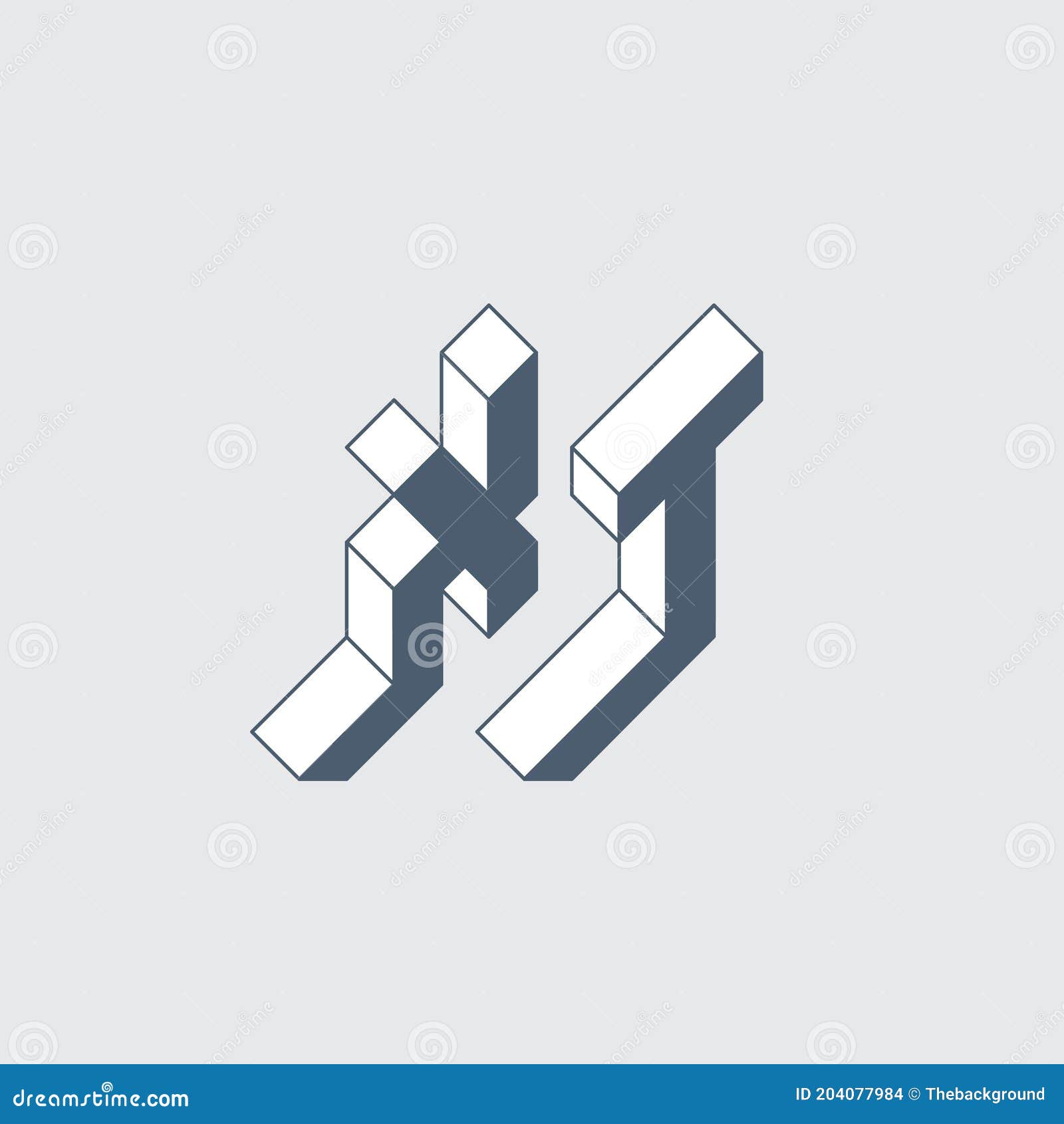 Three-dimension Letters X and T. Isometric 3d Font for Design. XT ...
