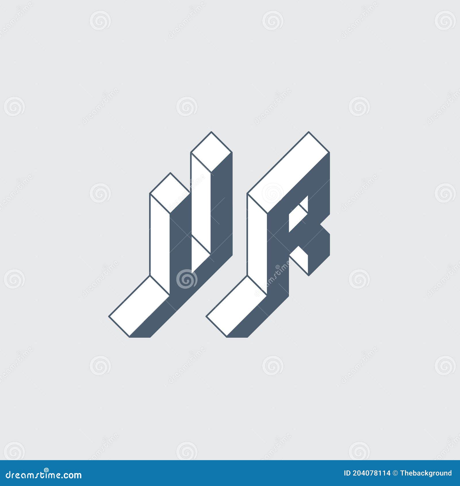 Three-dimension Letters U and R. 2-letter Code. UR - Monogram or ...