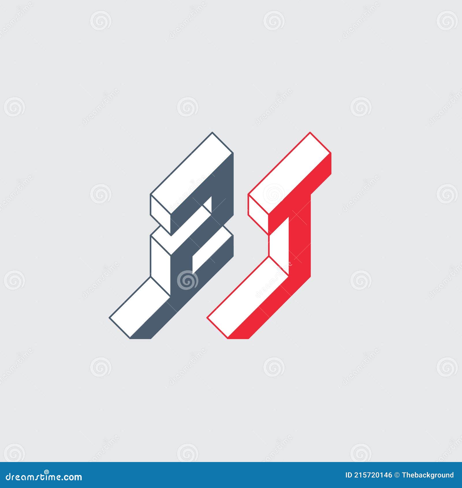 Three-dimension Letters Z and T. Isometric 3d Font for Design. ZRT or ...