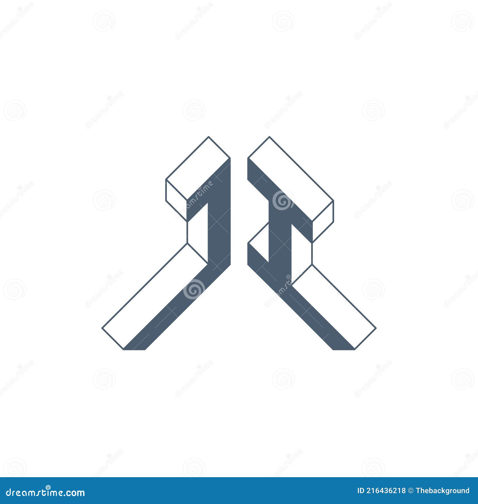 Three-dimension Original Letters. JI - Logo or 2-letter Code. Isometric ...