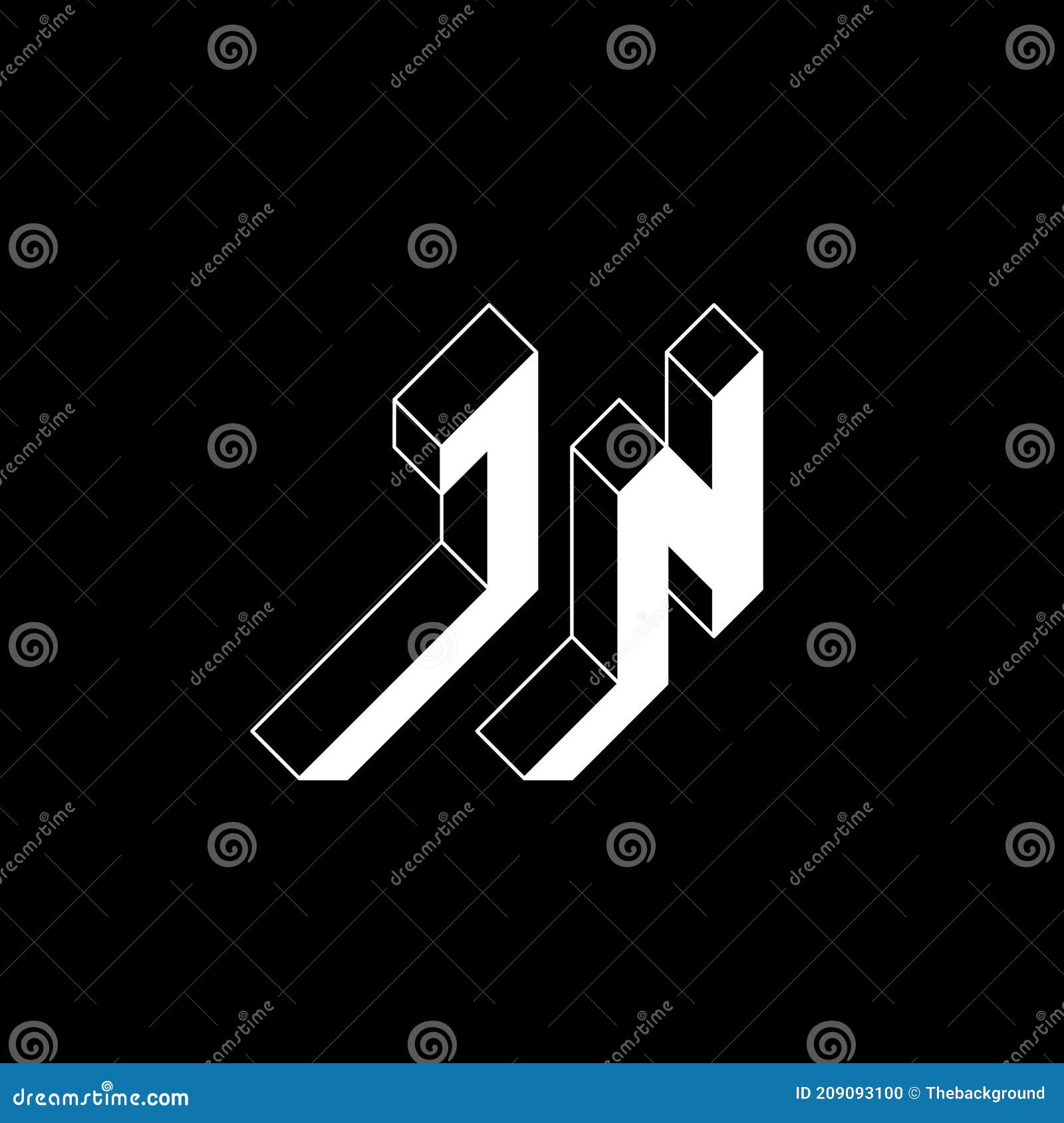 Three-dimension Original Letters. JN - Logo or 2-letter Code. Isometric ...