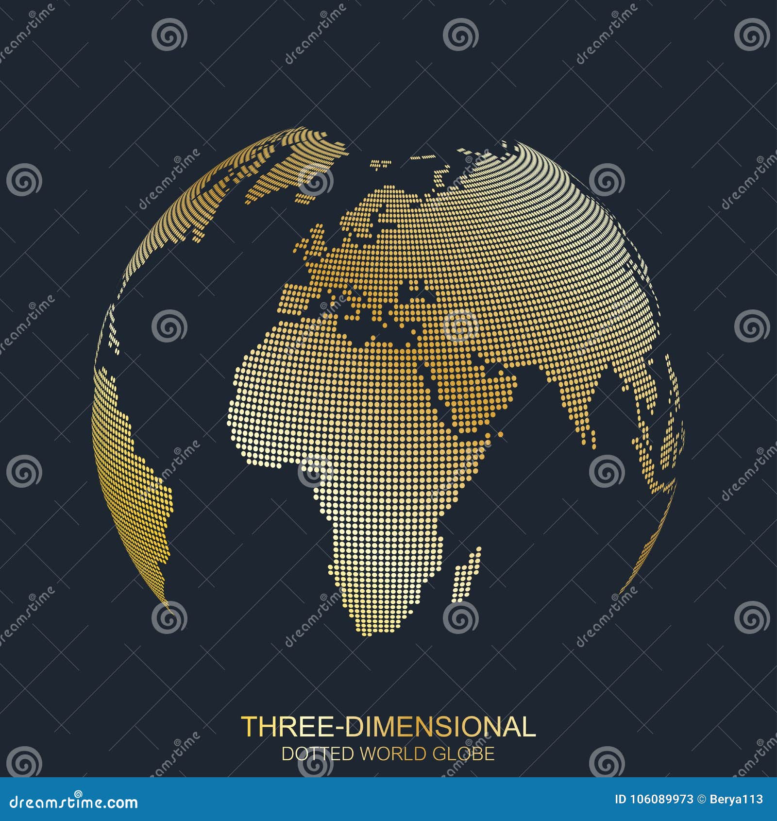 Three-dimensional Abstract Background Planet. Dotted World Globe, Golden Design Stock Vector ...
