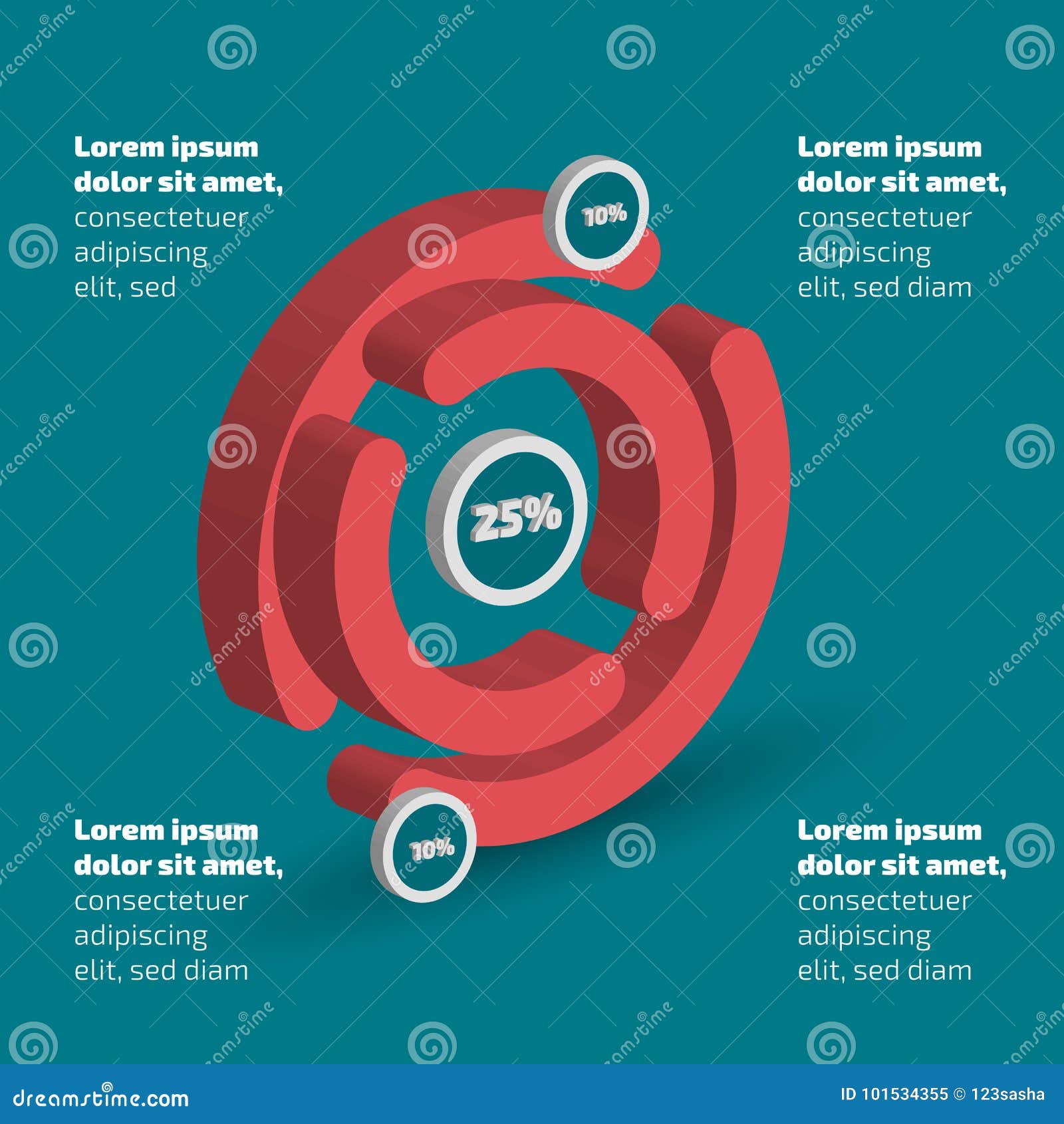 Three Dimensional Circle Shape Infographic Stock Vector - Illustration ...