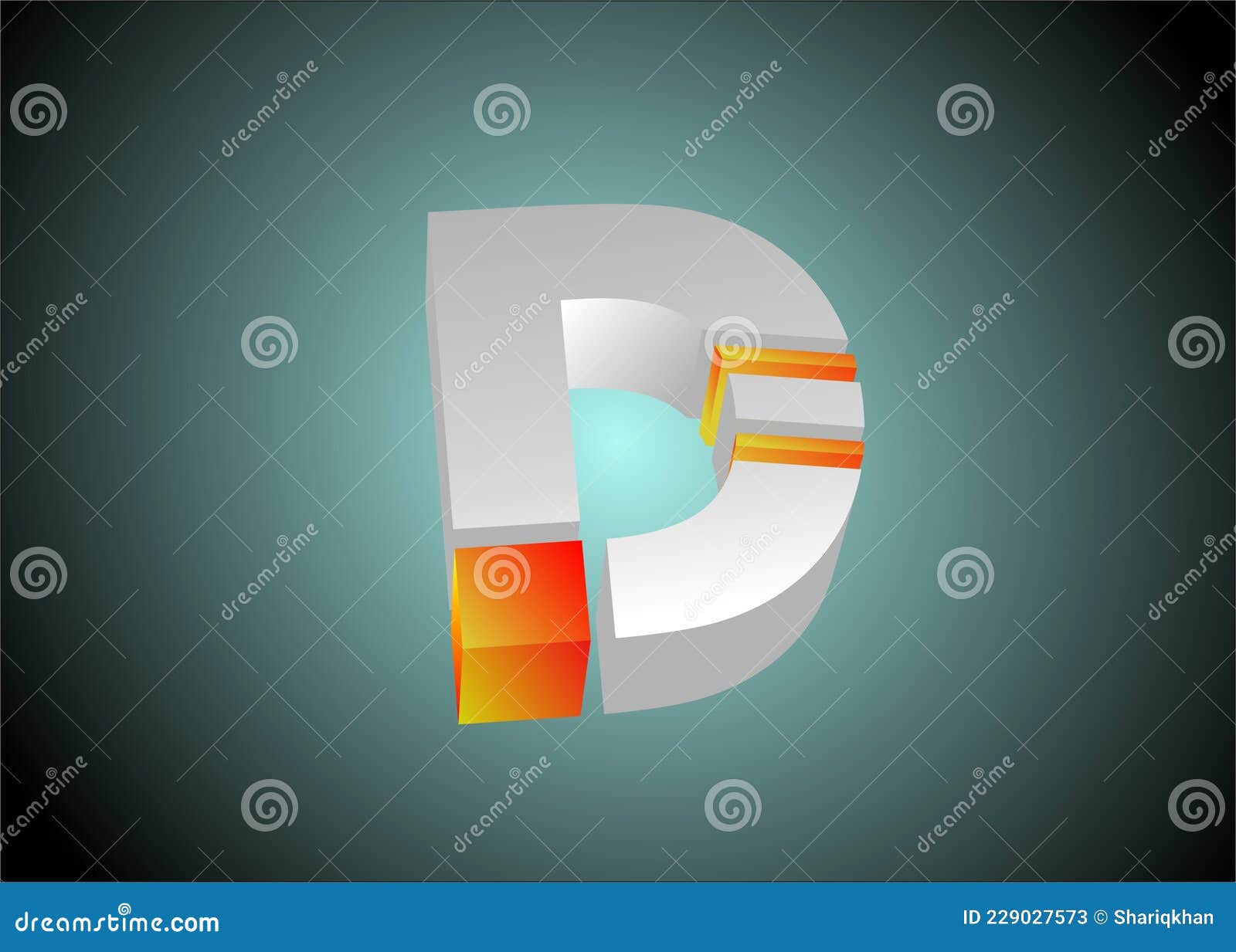 Three Dimensional Alphabet D for Logo Design Stock Illustration ...