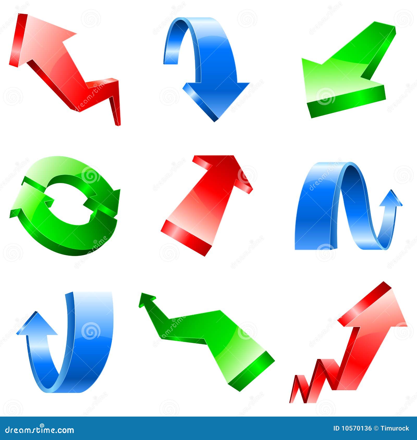 Three-dimensional arrows. stock vector. Illustration of buttons - 10570136