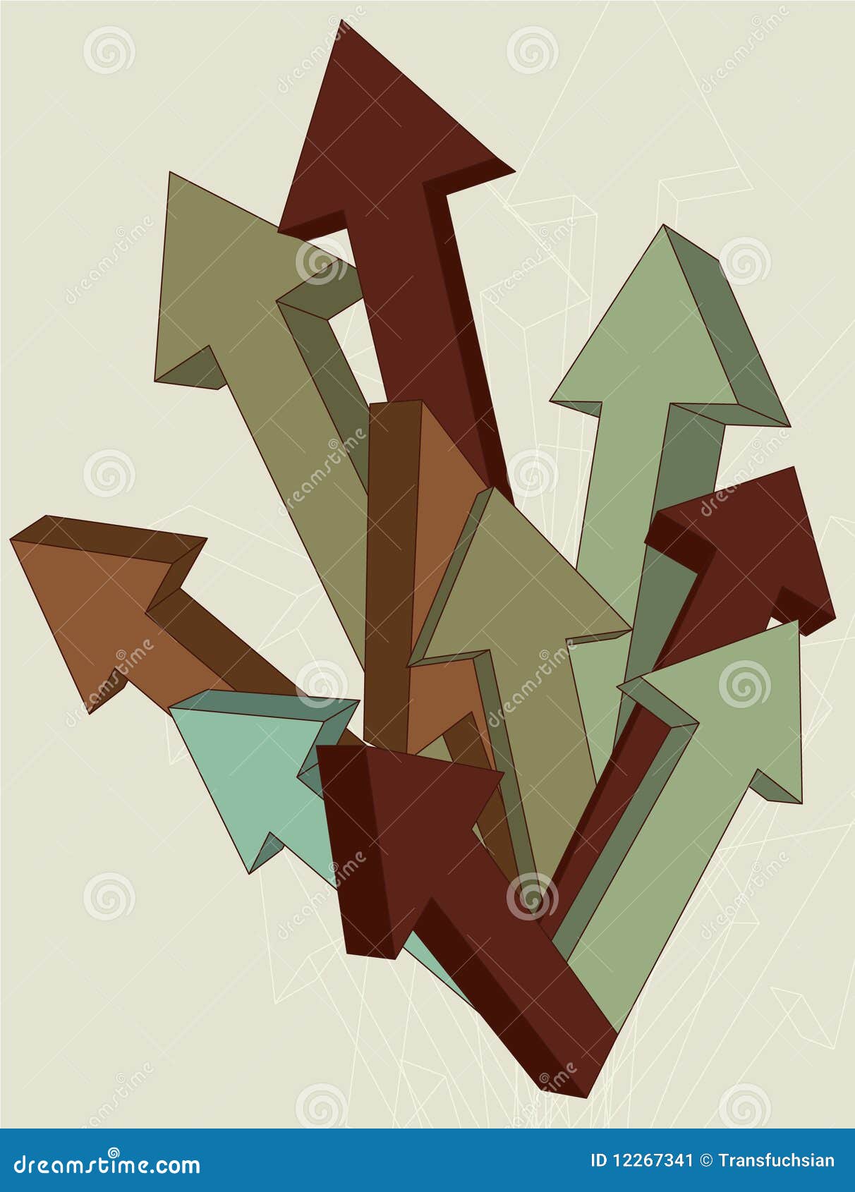 Three Dimensional Arrows stock vector. Illustration of green - 12267341