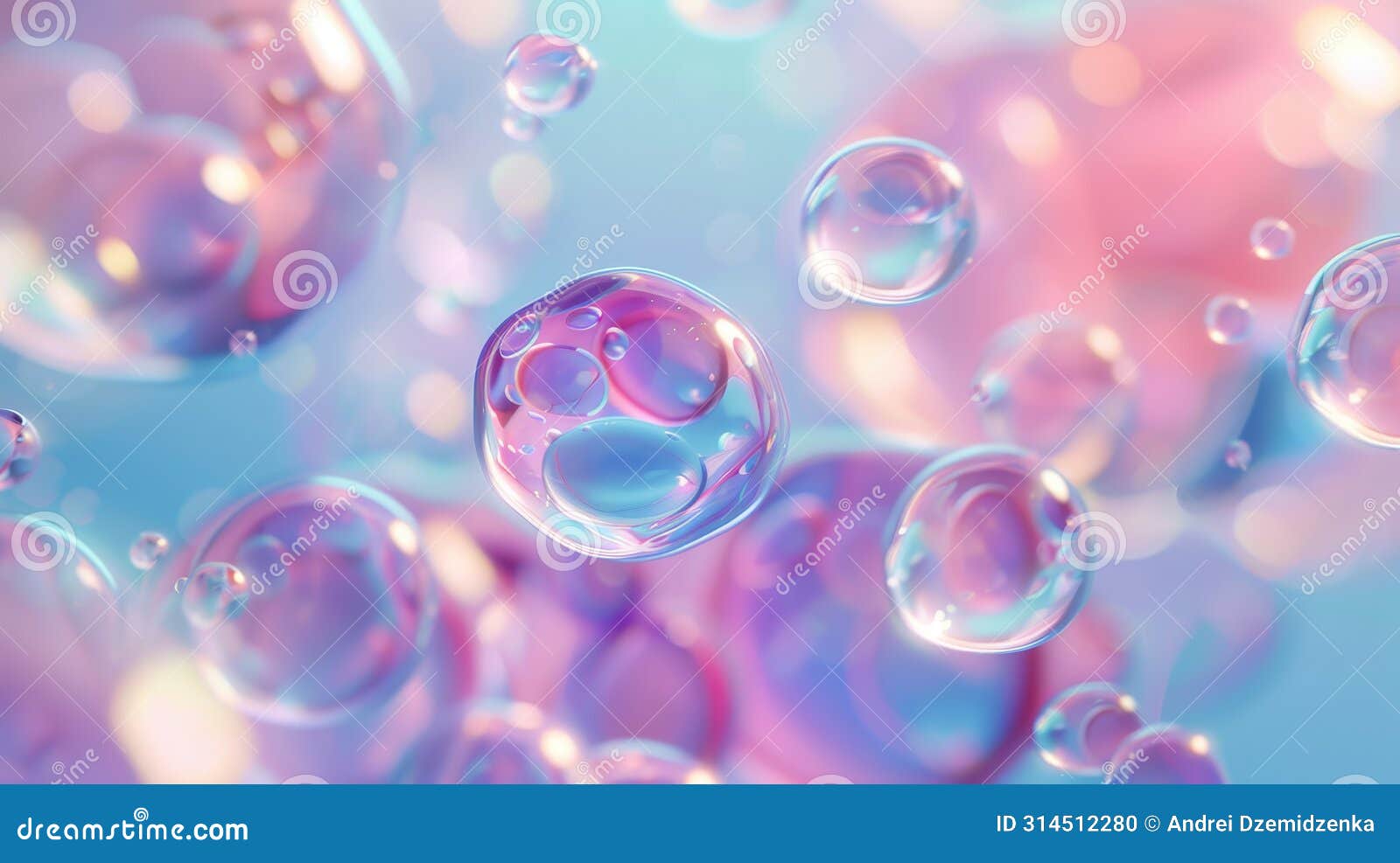 Three-dimensional Art Background with Holographic Floating Liquid Blobs ...