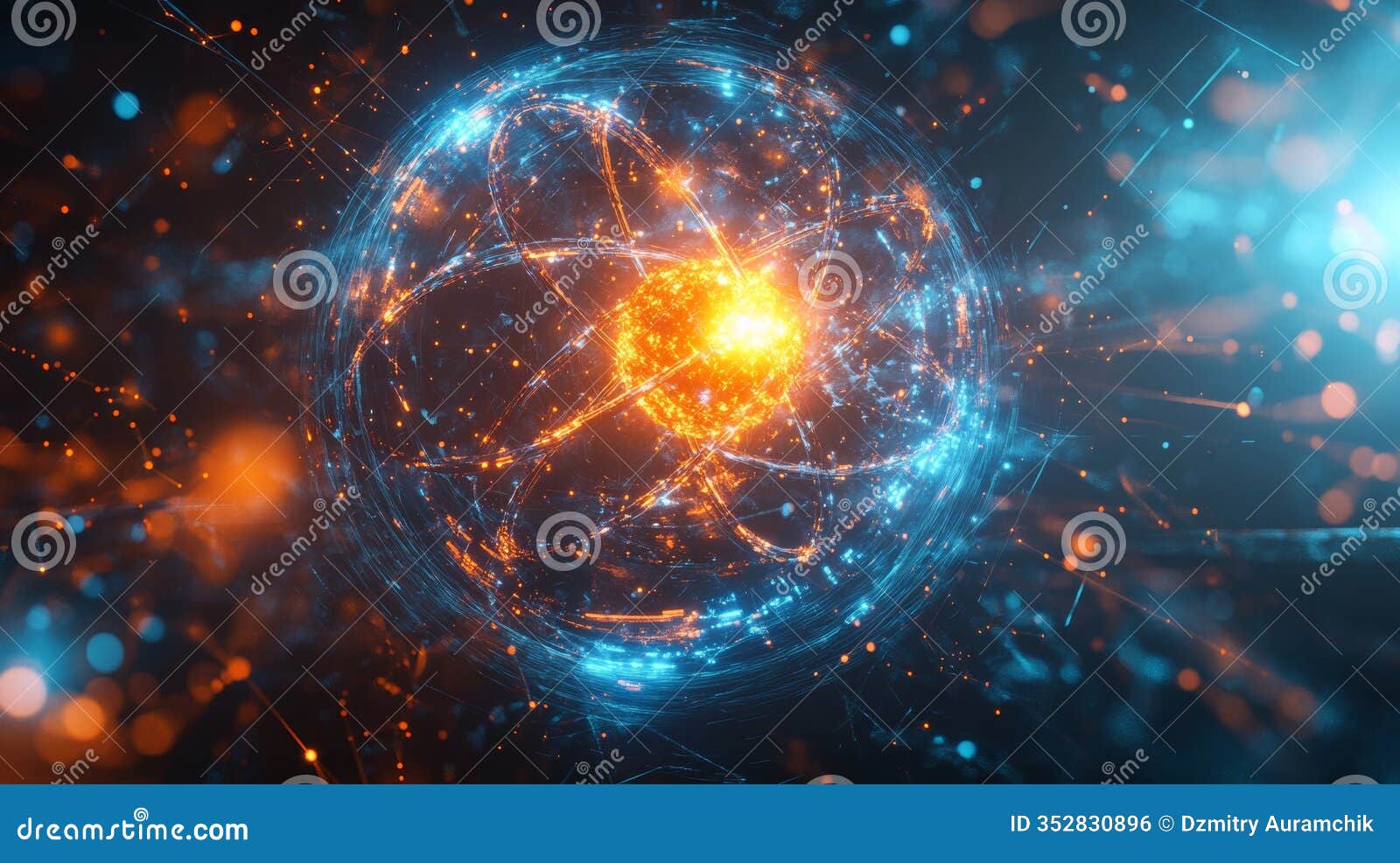 A Three-dimensional Atomic Structure in Deep Blue Space, Featuring a ...