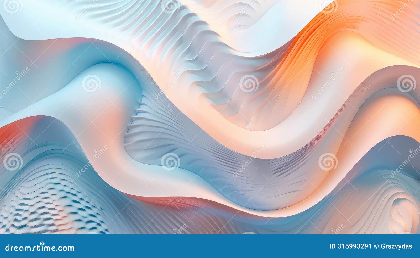 Three Dimensional Background of Blue and Orange Wavy Pattern Stock ...