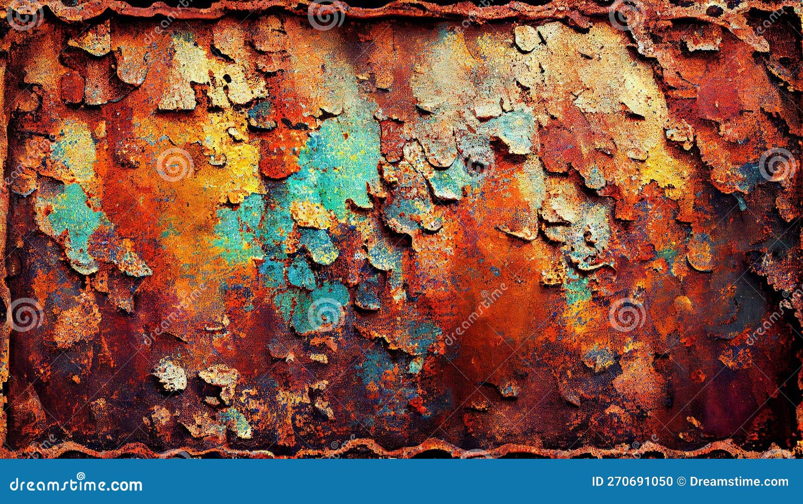 Three-dimensional Background of Worn Rusty Metal with Peeling Paint ...