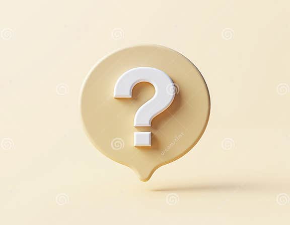 Three-dimensional Beige Speech Bubble with a Question Mark in the ...