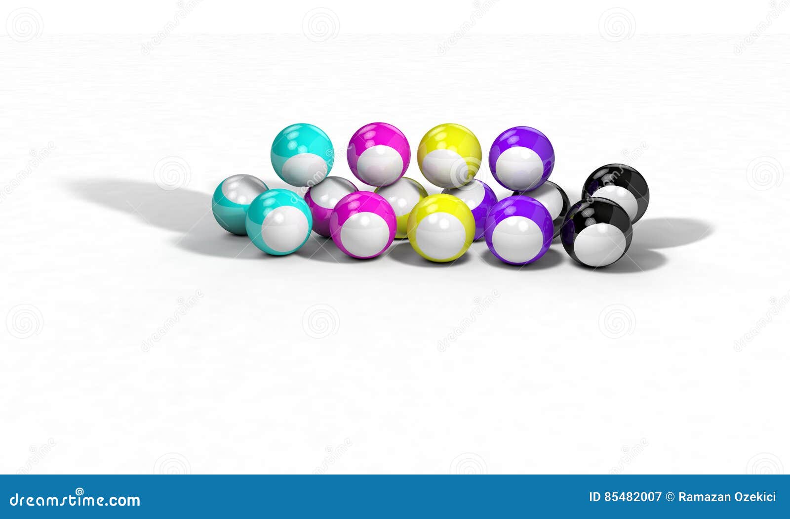 Three-dimensional Billiard Ball Background 3d Render Stock Illustration ...