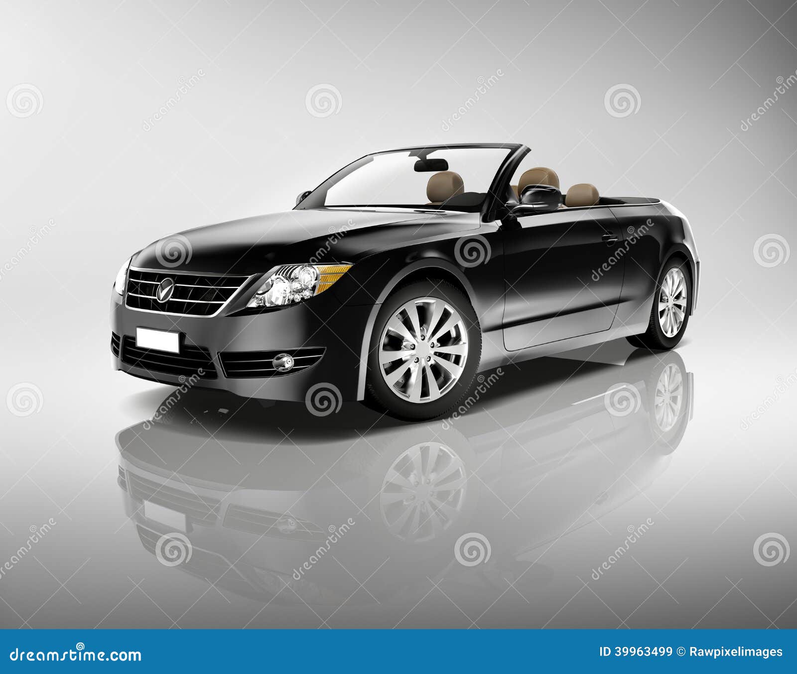 Three-dimensional Black Convertible Sport Car Stock Illustration ...