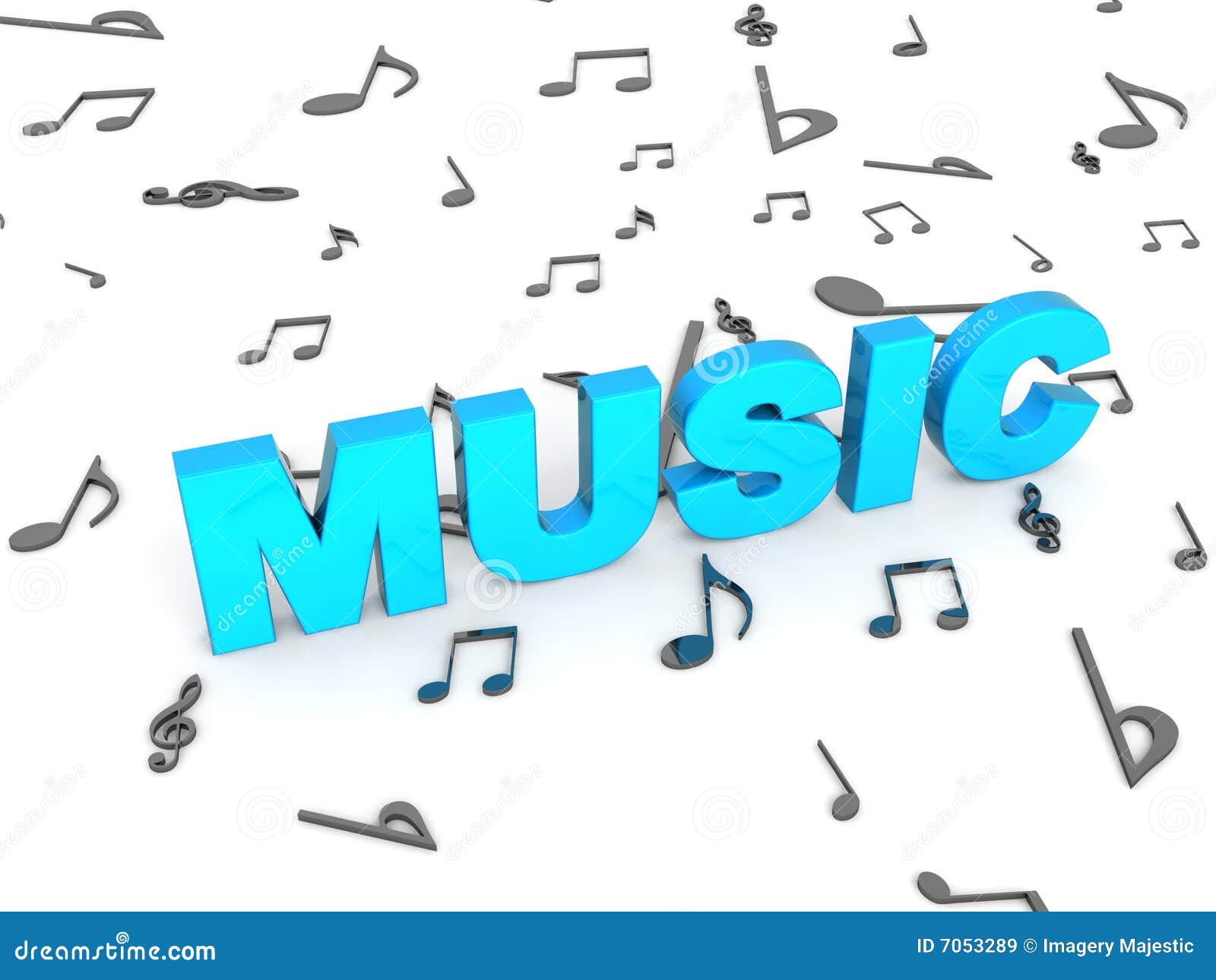 Three Dimensional Blue Rendered Music Text Picture. Image: 7053289