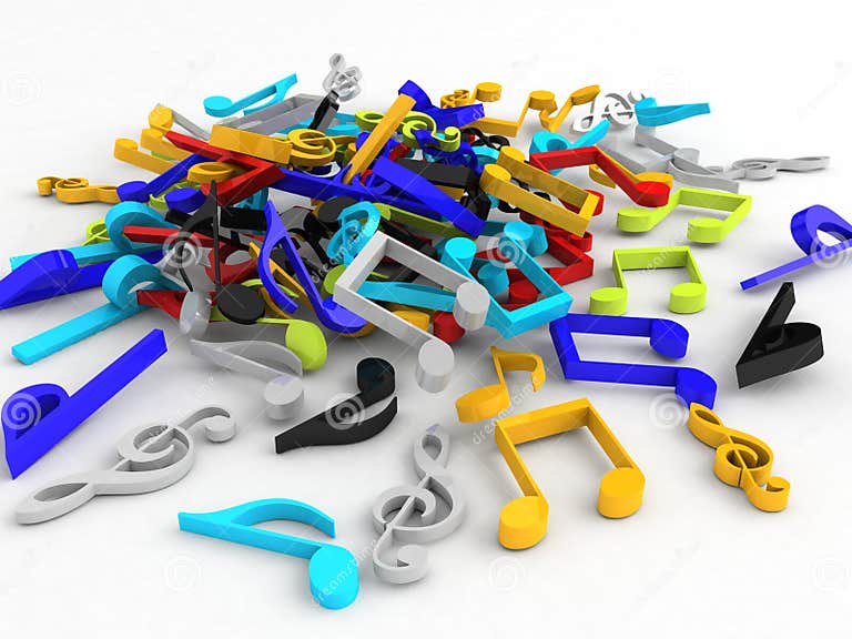 Three Dimensional Bunch of Musical Notes Stock Illustration ...