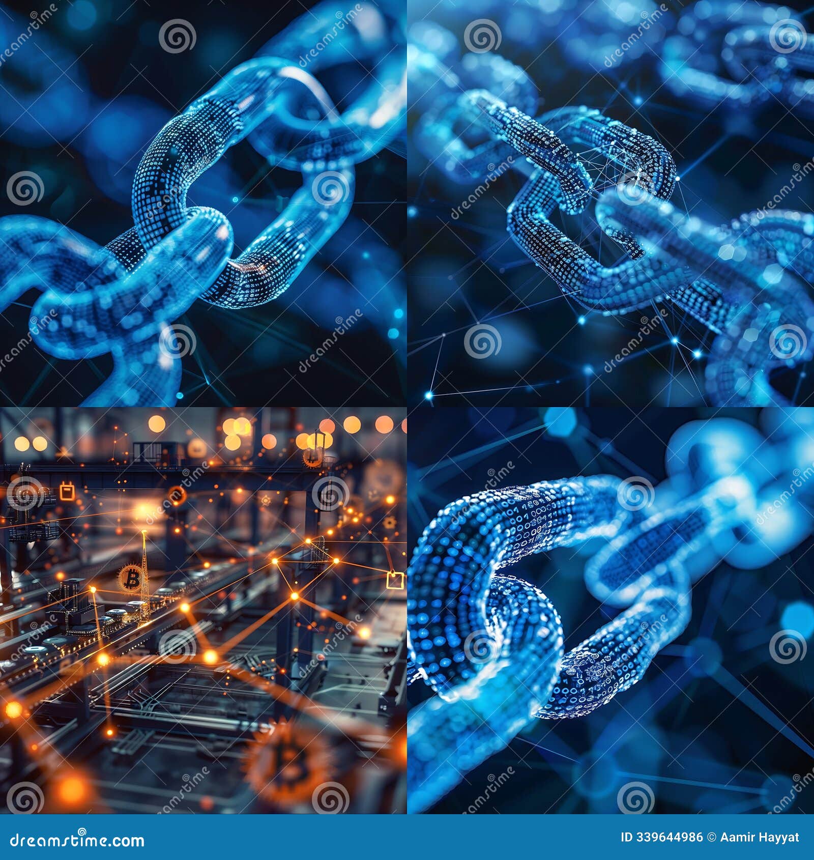 Three-Dimensional Chain Shape Design: Blue Light Effects Unveiled Stock ...