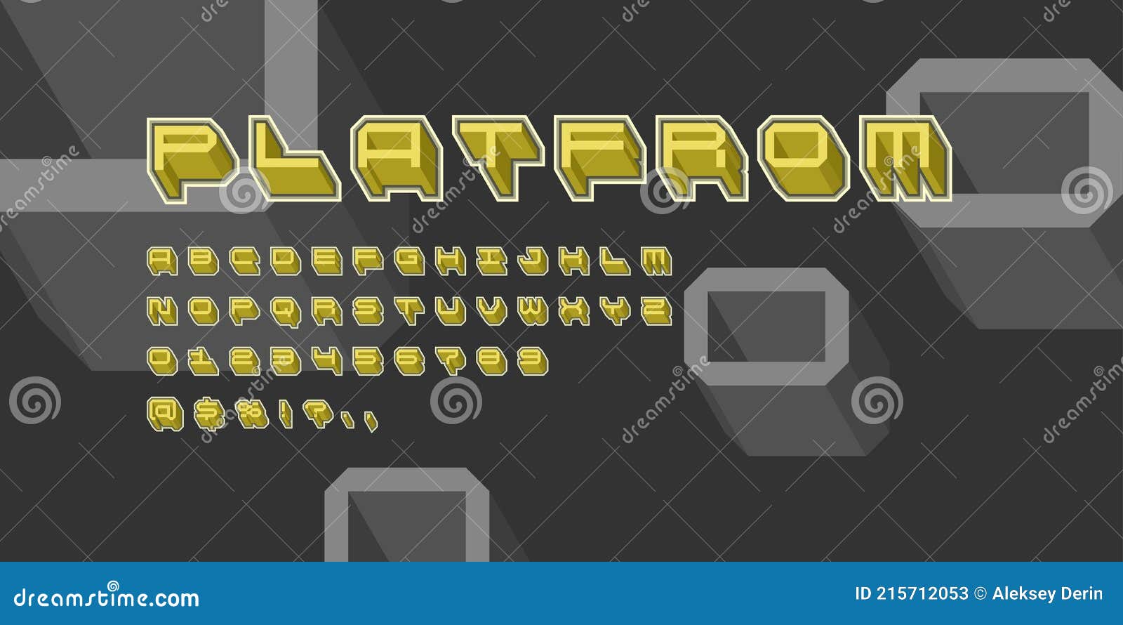 Three-dimensional Characters in Isometry. Alphabet Font. Capital ...