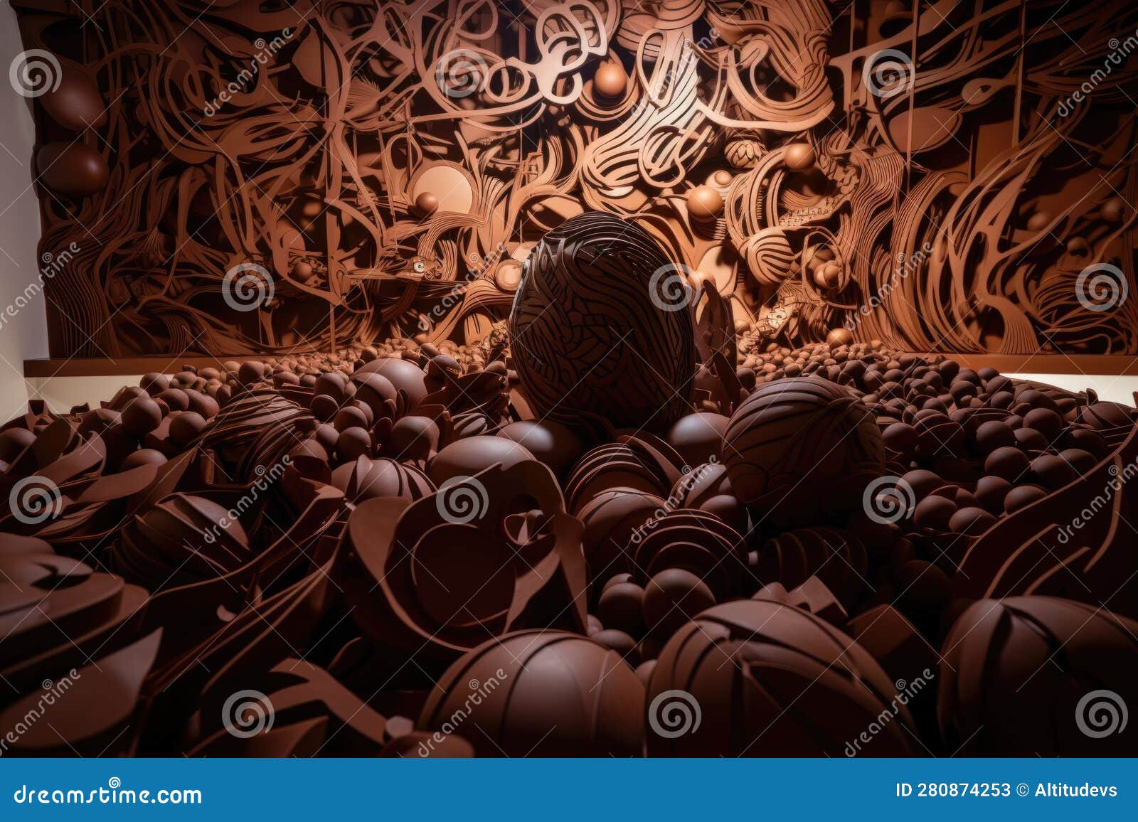 Three-dimensional Chocolate Art Installation Consisting of Intricate ...
