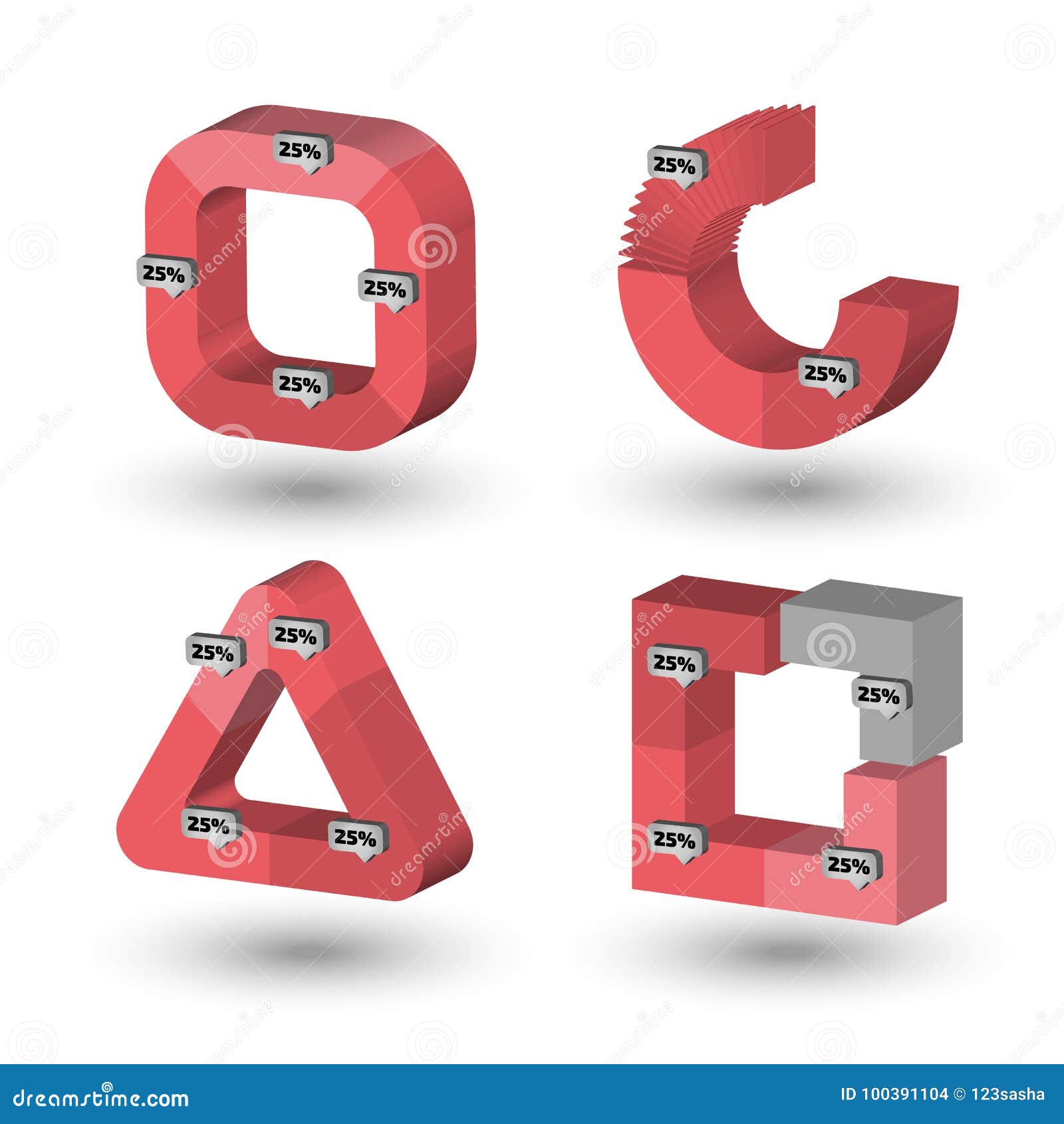 Three Dimensional Circle and Polygon Charts Stock Vector - Illustration ...