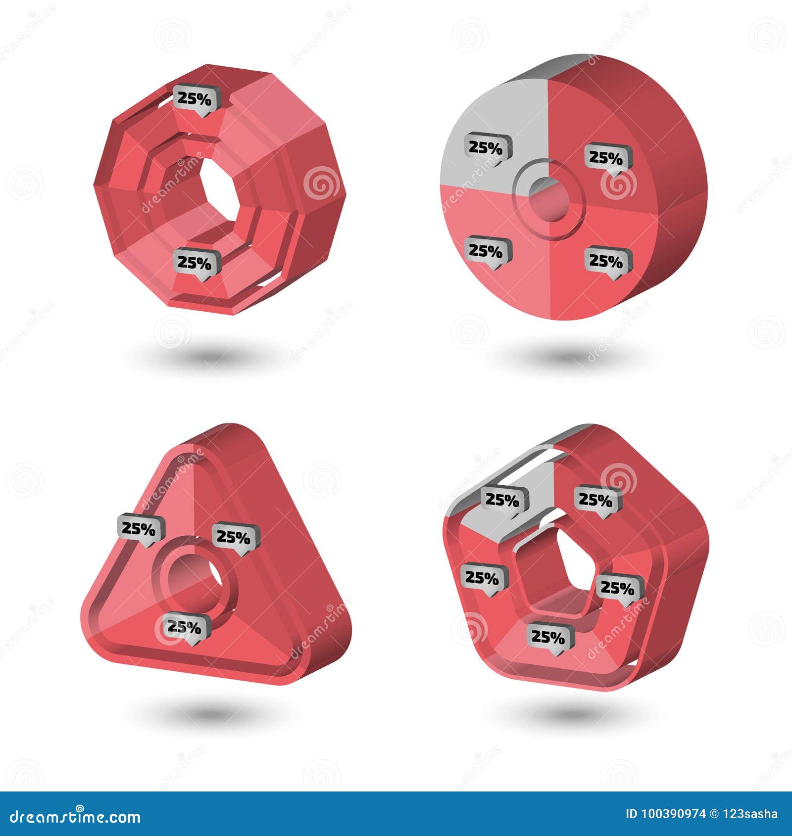 Three Dimensional Circle and Square Charts Stock Vector - Illustration ...