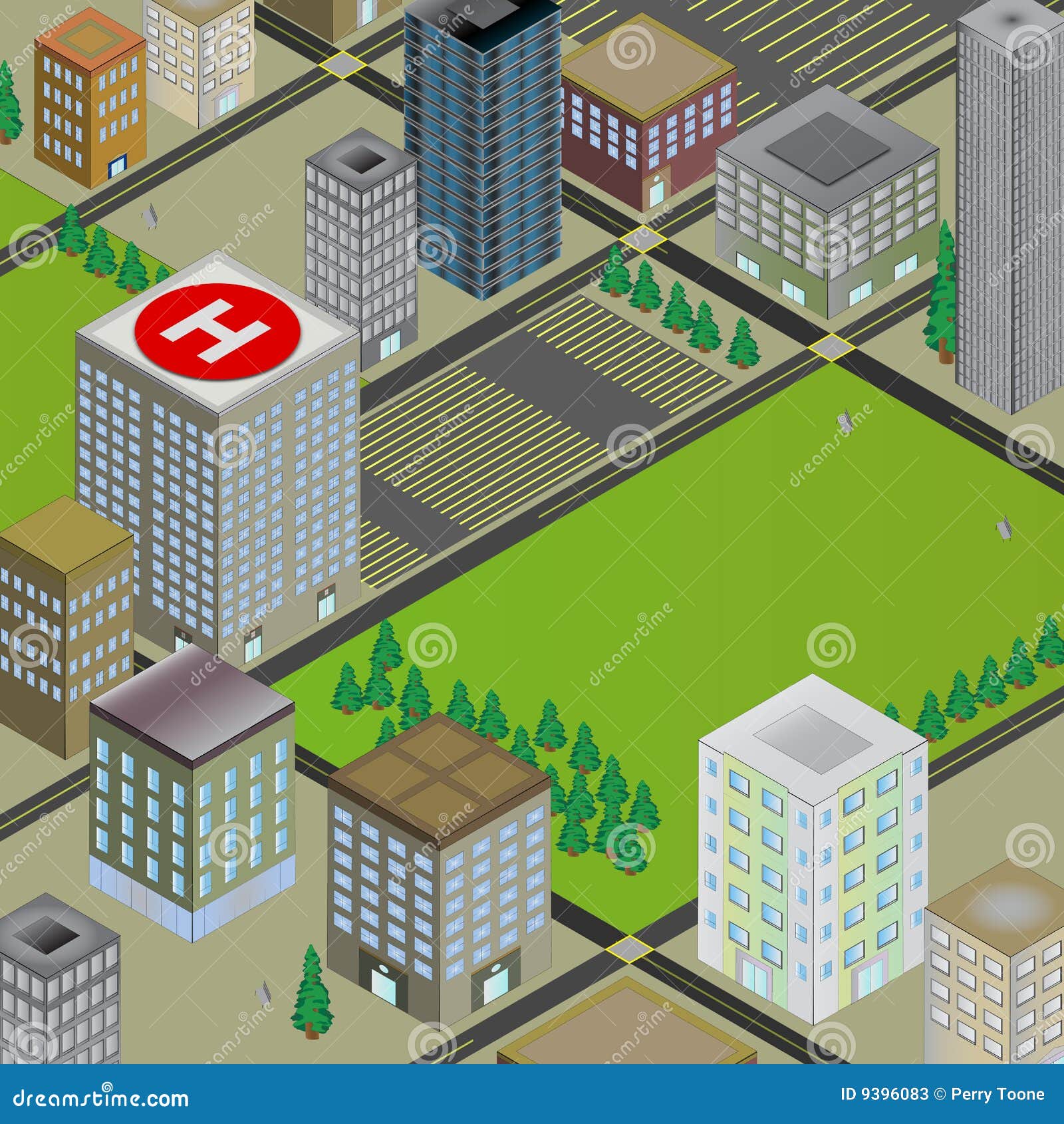 Three Dimensional City Scene Stock Vector - Illustration of downtown ...