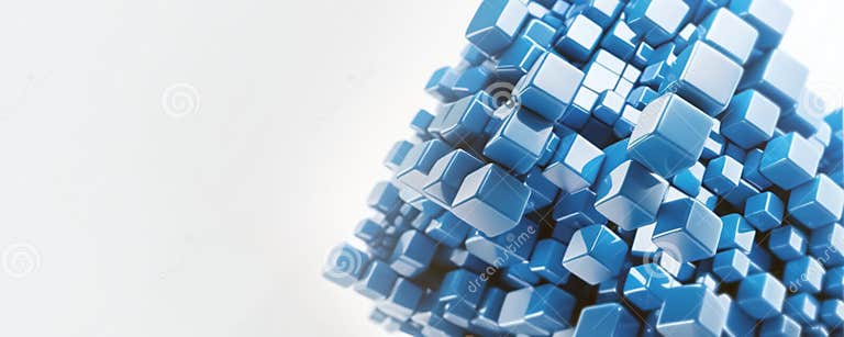 Three-dimensional Cluster of 3D Cubes in Blue Stock Illustration ...