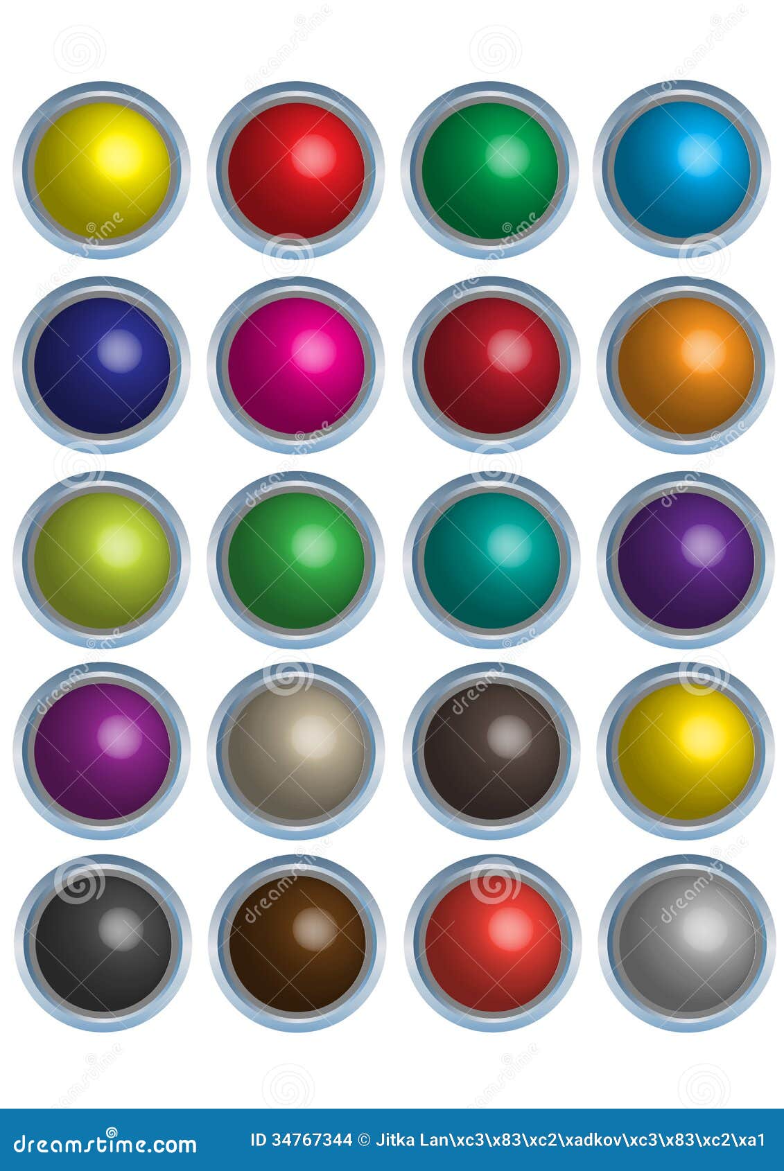 Three Dimensional Colorful Buttons Stock Illustration - Illustration of ...